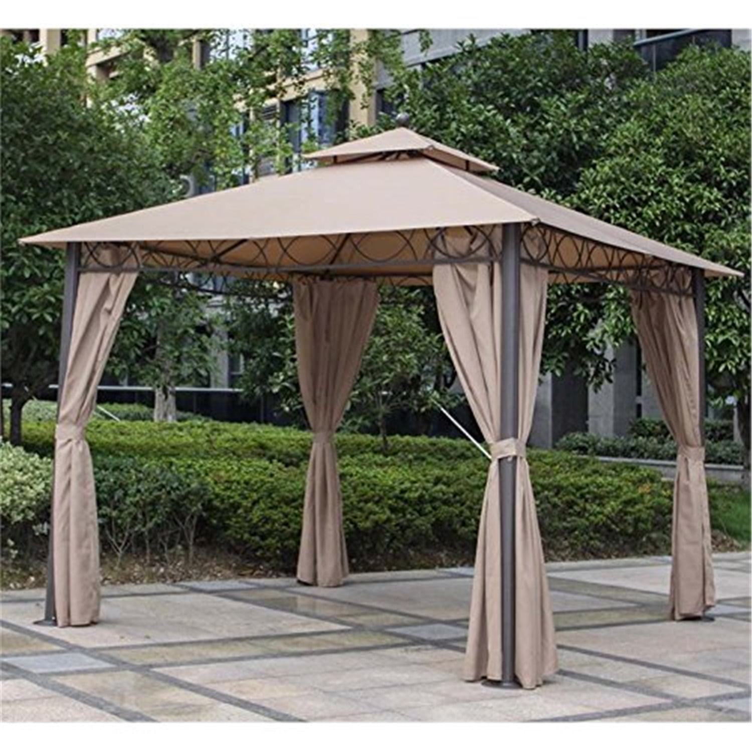 Patio Gazebo Square Double Vent Canopy Aluminum Frame Outdoor Shelter ...