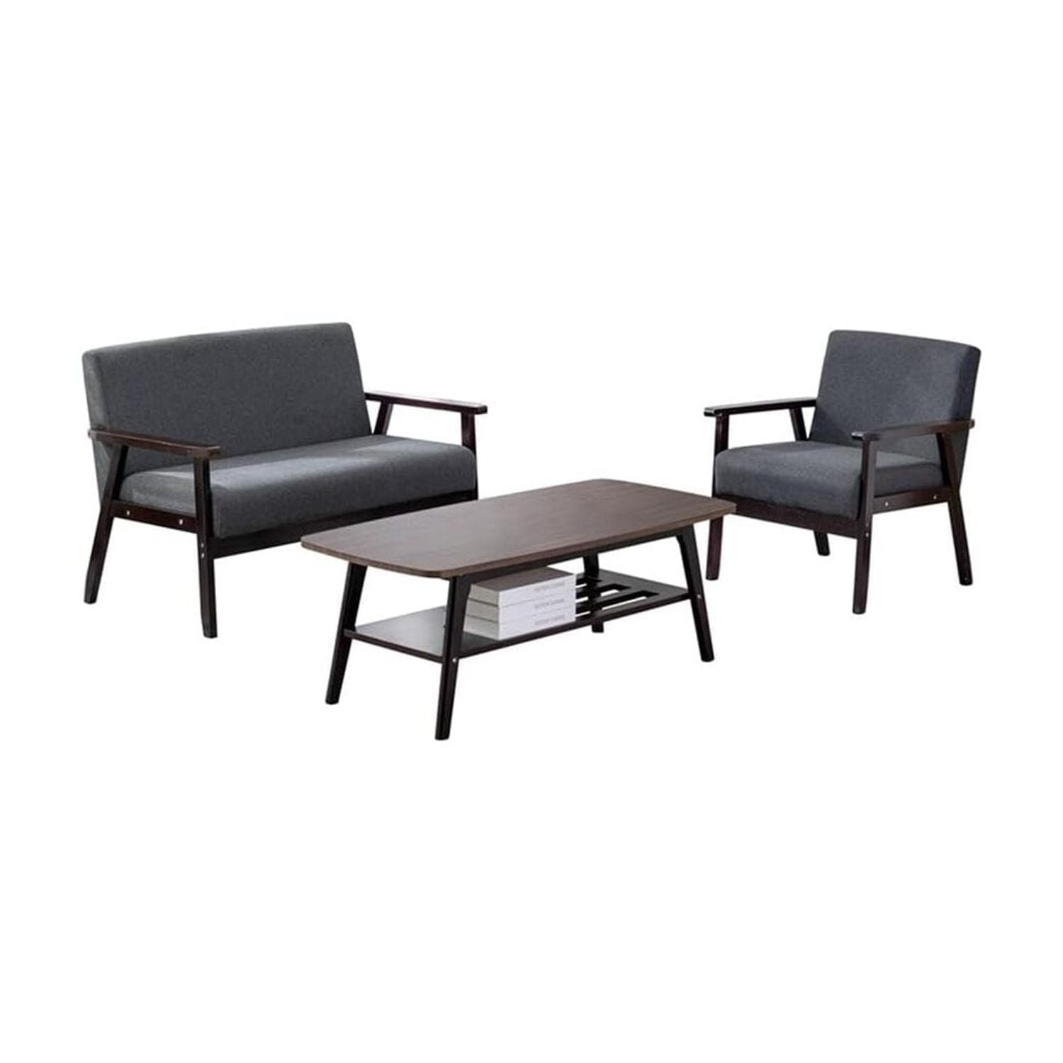 Maykoosh French Flair Table Loveseat Chair Set, 3-Piece Mid-Century ...