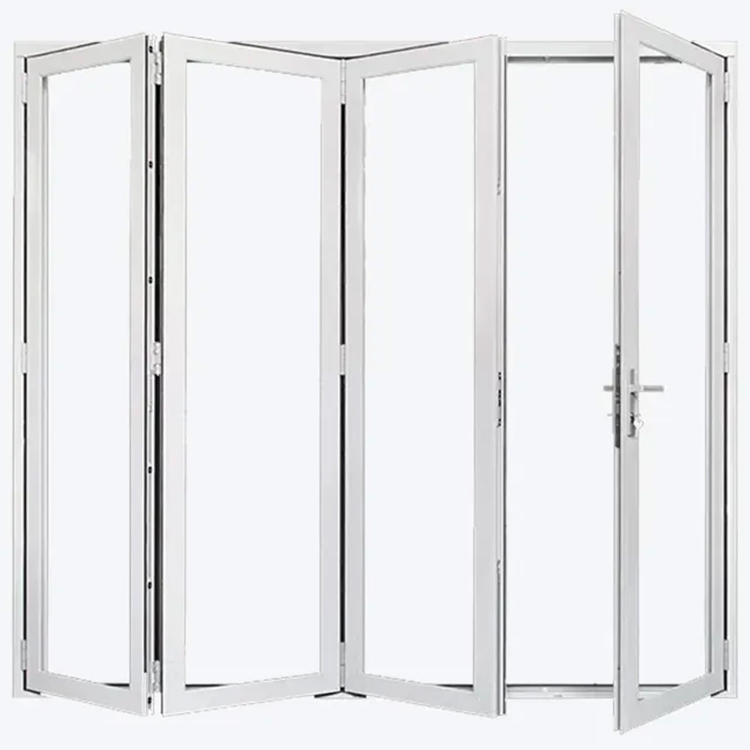 Aluminum Folding Patio Door - 120" x 80" - 4 Panel White Finish ...