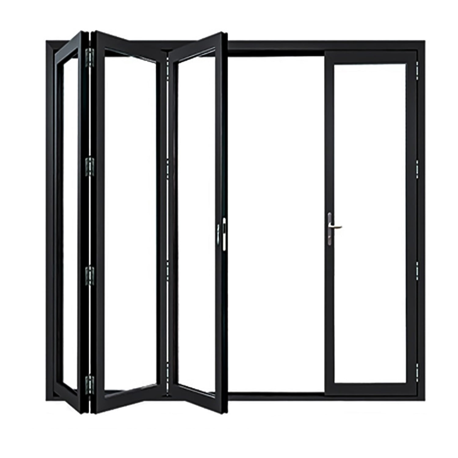 Aluminum Folding Patio Door - 120" x 96" - 4 Panel Black Finish ...