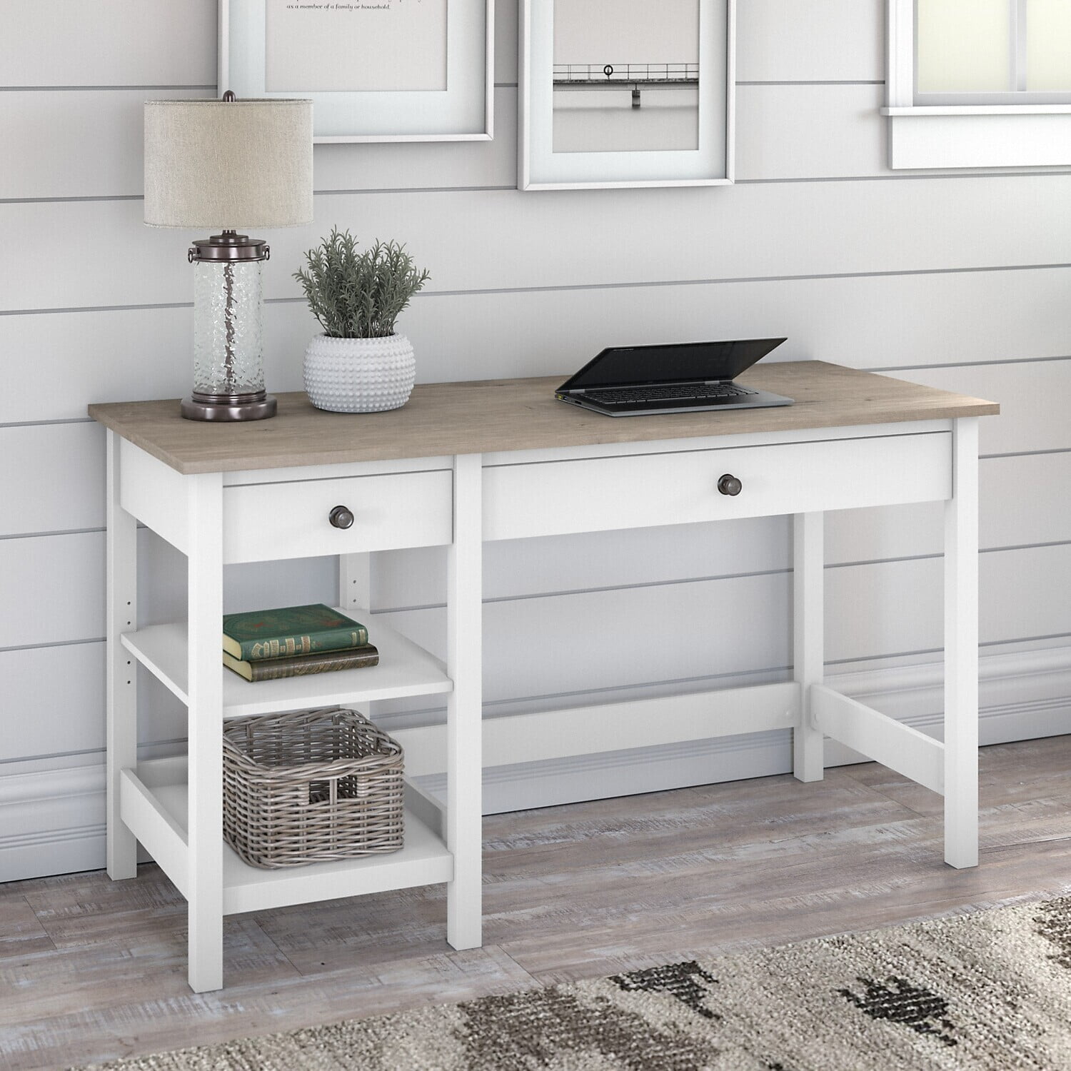 Maykoosh Global Greatness 54W Computer Desk With Shelves In Pure White ...