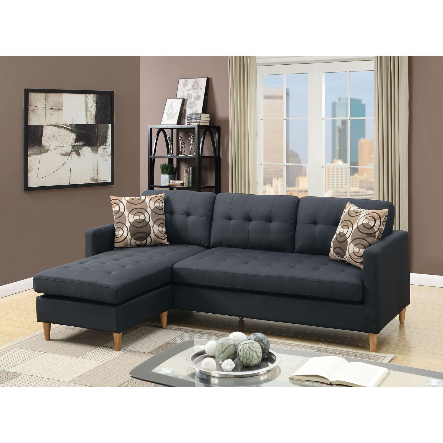 Maykoosh Gothic Grace Furniture 2 Piece Fabric Sectional Sofa Set in ...
