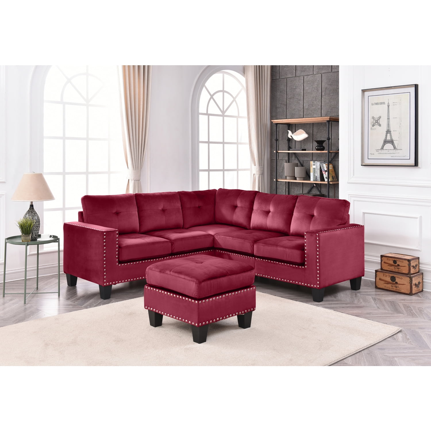 Maykoosh Gothic Grace Sectional Sofa , Burgundy - Walmart.com