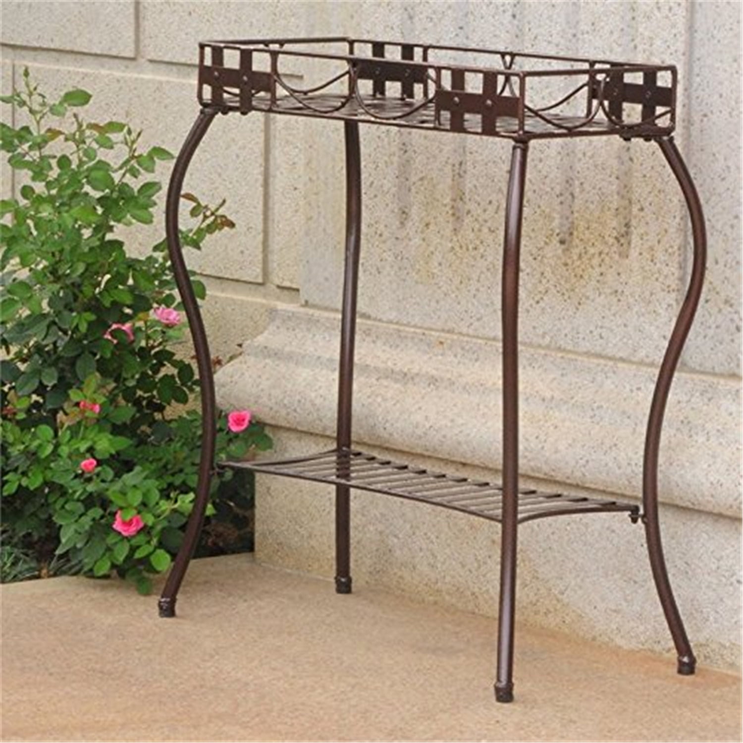 Maykoosh Handcrafted Haven Rectangular Plant Stand, Steel Construction ...