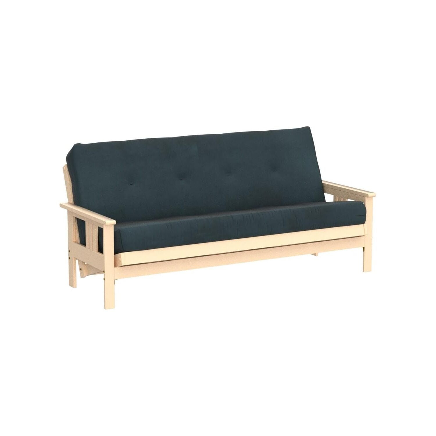 Maykoosh Handcrafted Haven Rectangular Futon Frame/Suede White/Navy ...