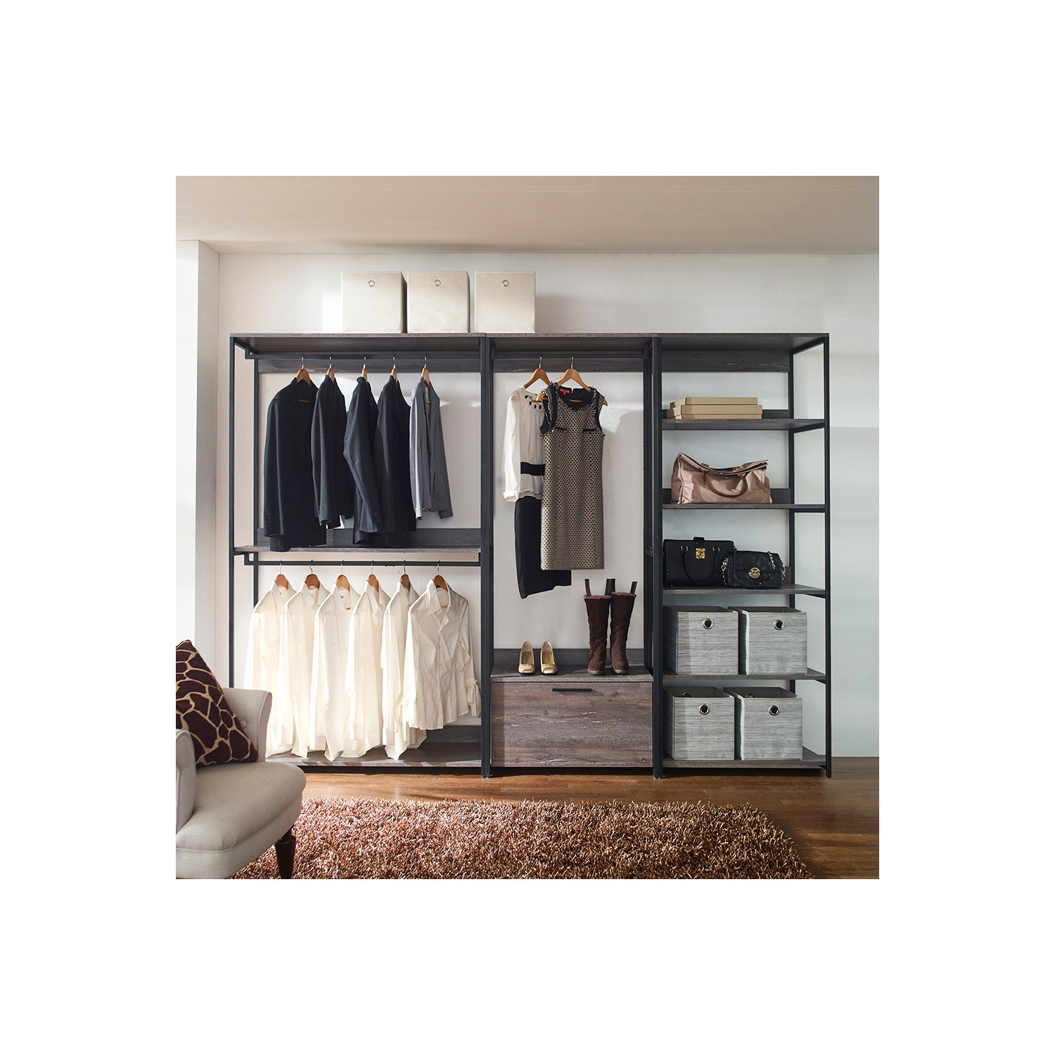 Walk-In Closet System Handcrafted Wood Organizer Storage Unit - Walmart.com