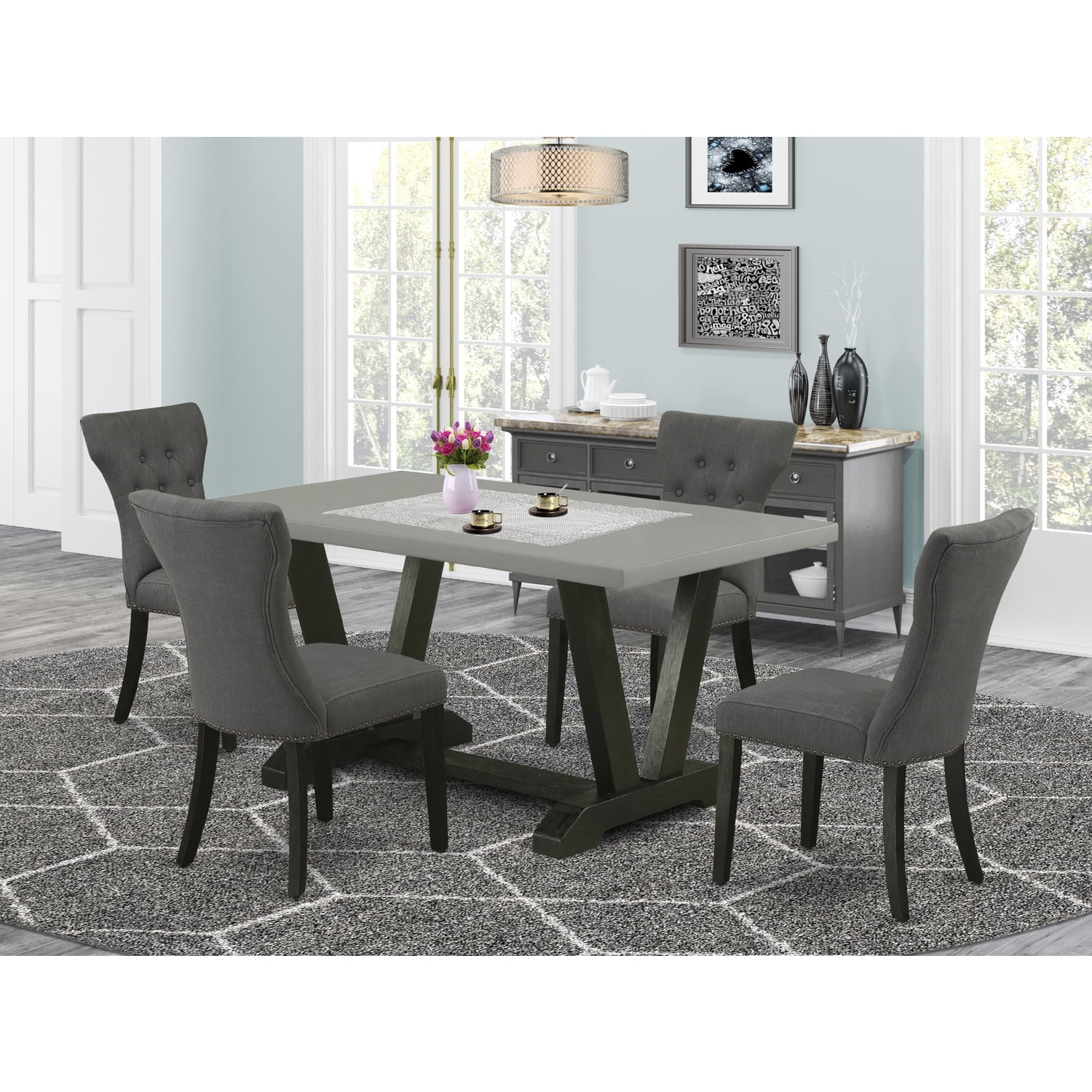 Maykoosh Industrial Luxe 5-Piece Kitchen Dinette Set Included 4 Kitchen ...