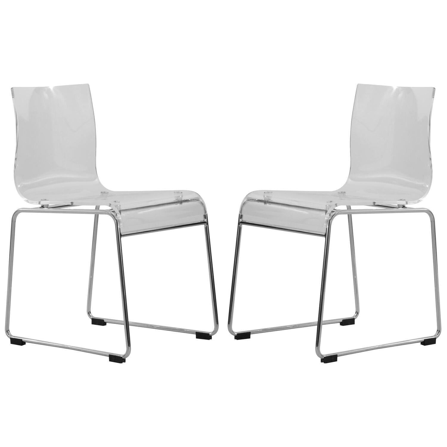 Modern Acrylic Chairs - Set of 2 - Luxury Living Room Accent Seating ...