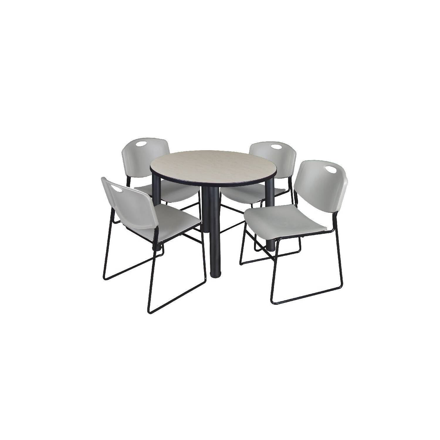 Maykoosh Mediterranean Magic Round Lounge Table Maple/ Black With 4 ...