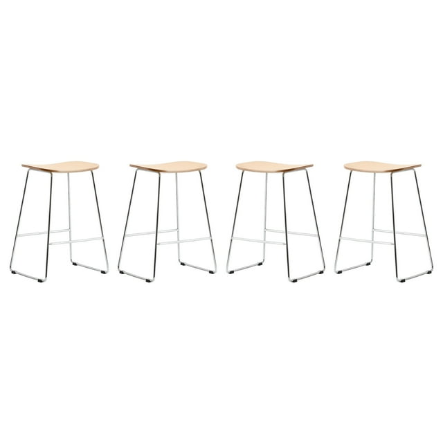 Maykoosh Modern Minimalism Modern Wood Counter Stool With Chrome Frame ...