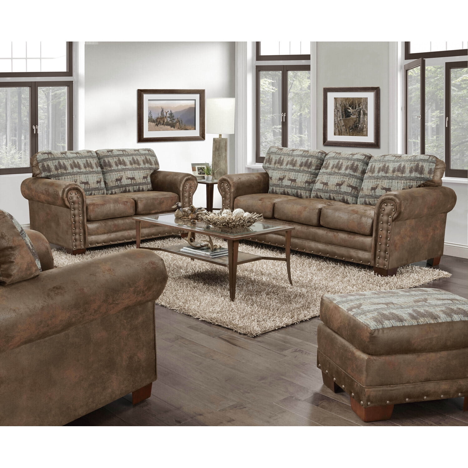Modern Sleeper Sofa Set - 4 Piece Living Room Furniture with Wood Frame ...