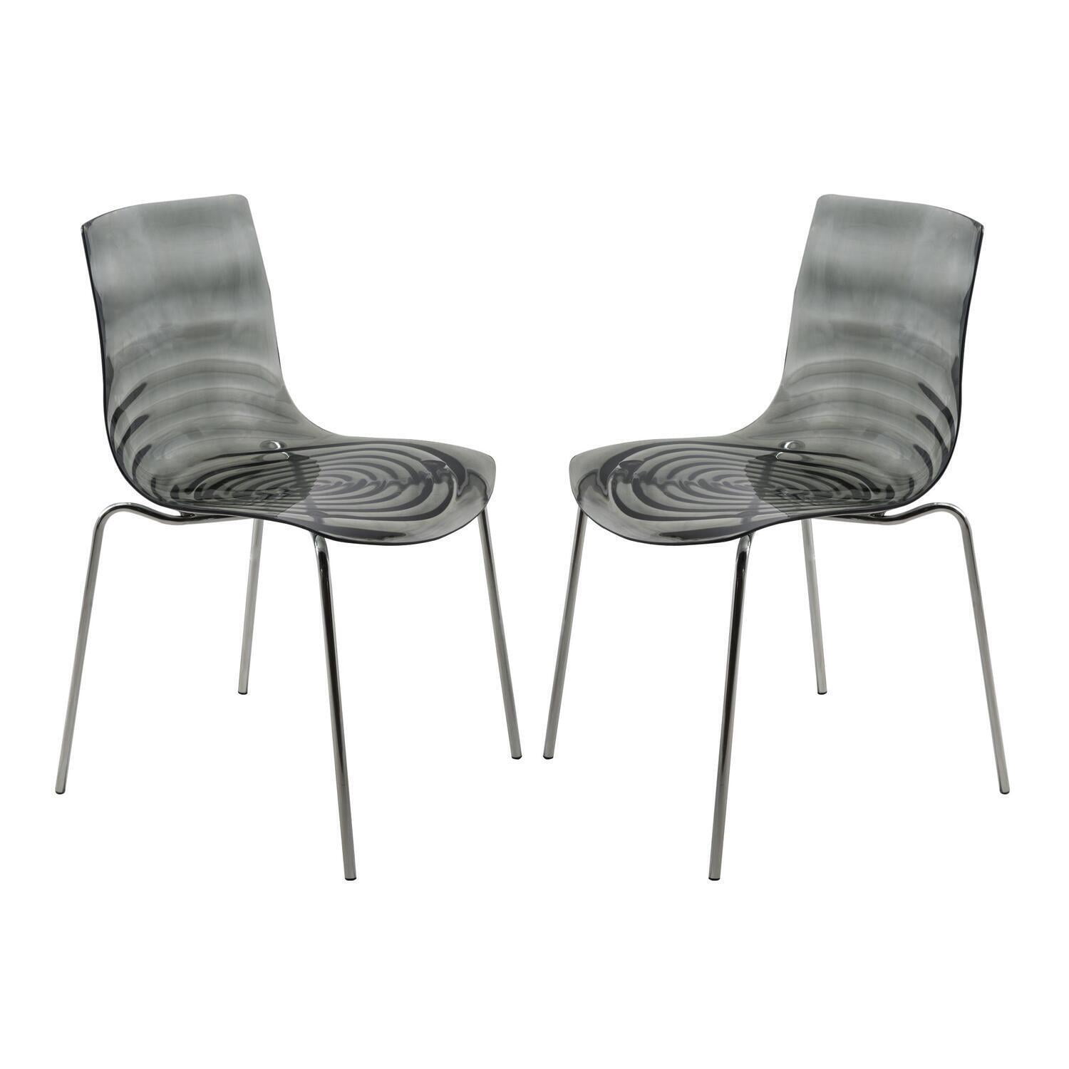 Modern Acrylic Dining Chairs Set of 2 - Chrome Leg Accent Chair ...