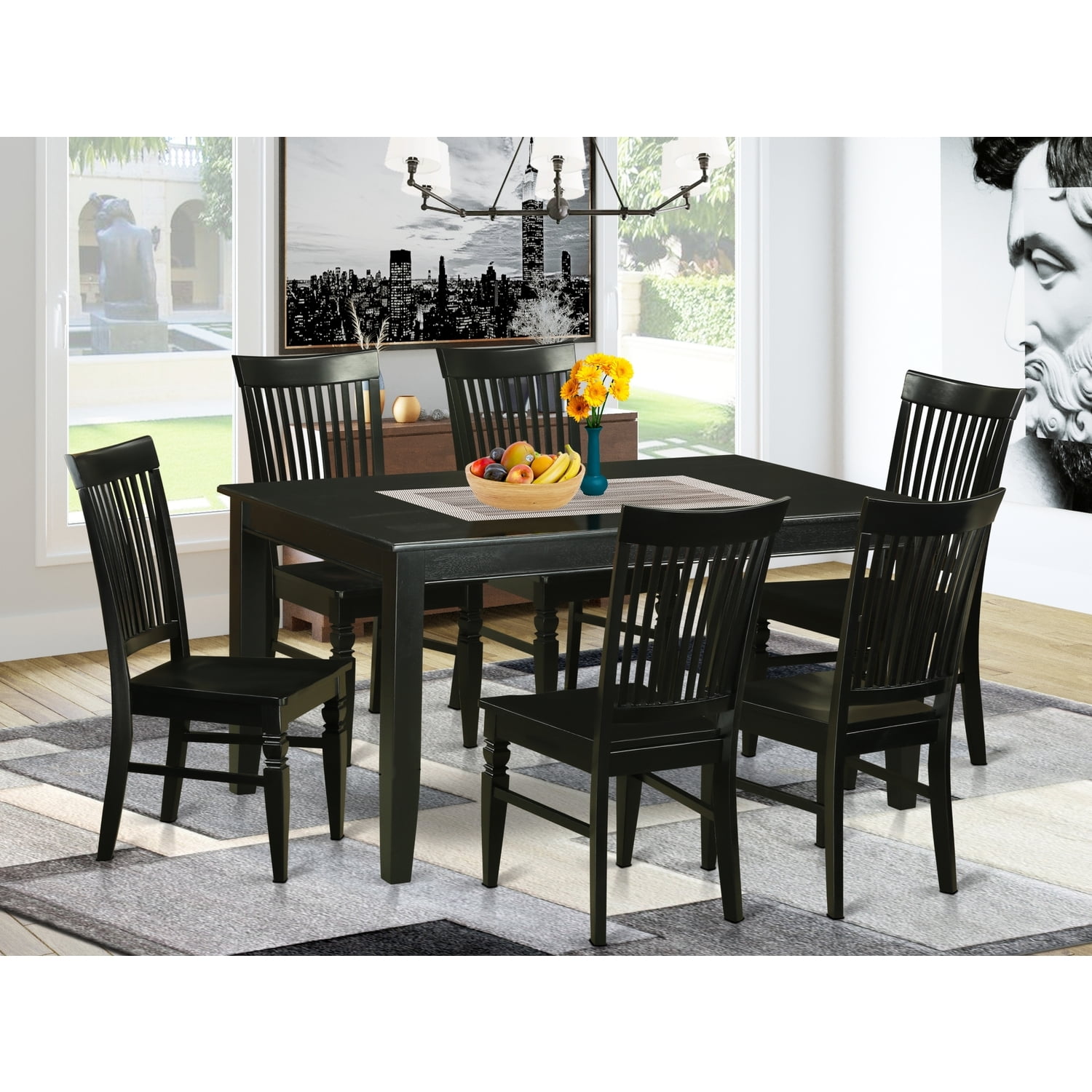 7-Piece Dining Set - Rectangular Table & 6 Chairs - Modern Style ...
