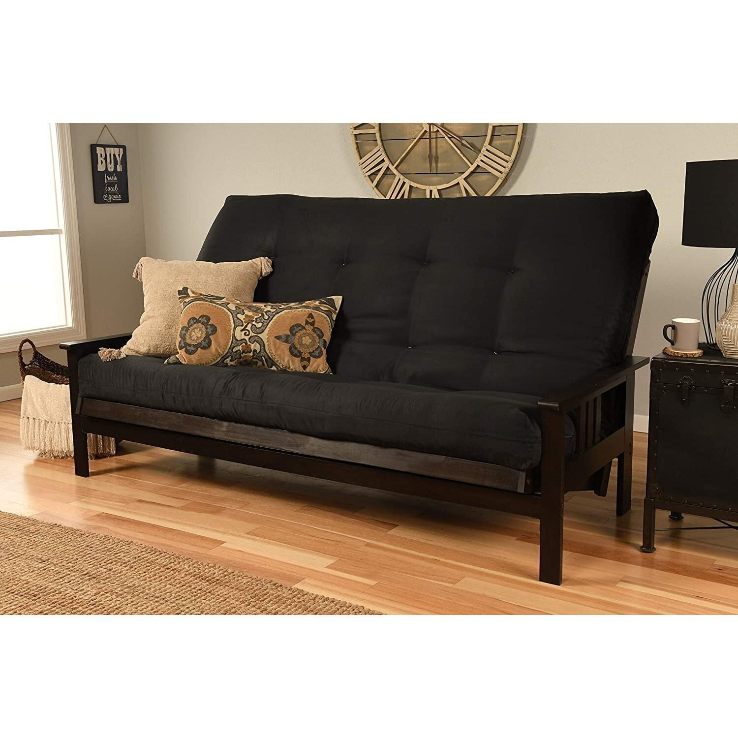 Coastal Cool Queen Futon Frame Set with Mission Style Arms and Mattress ...