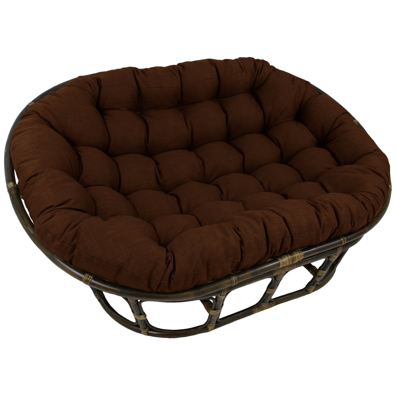 Rattan Papasan Chair Double Seat Outdoor Patio Furniture with Cushion ...