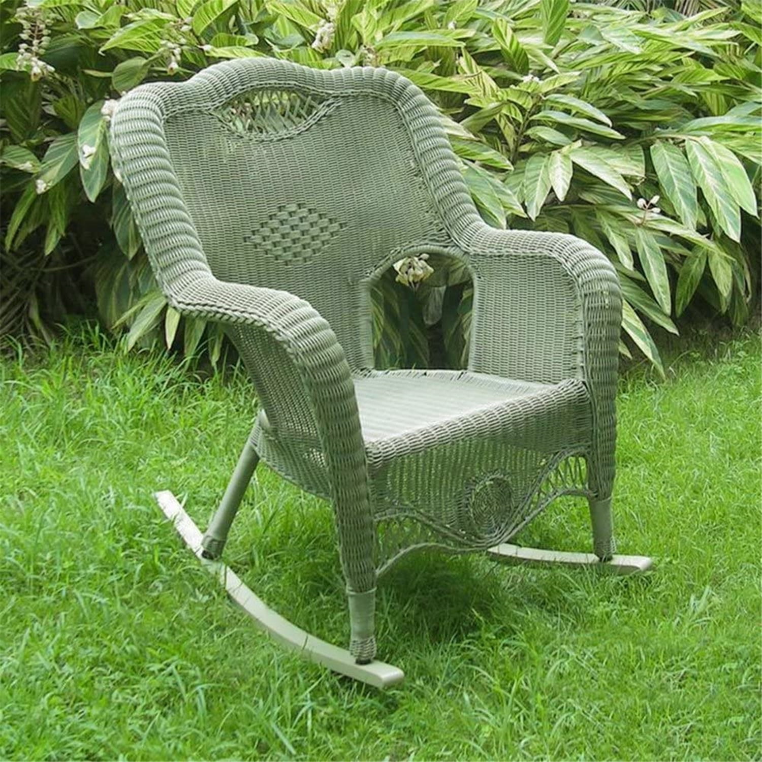 Rocking Chair Indoor Outdoor Resin Wicker Rocker Comfortable Patio ...