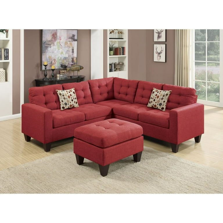 Carmine Leather Sectional