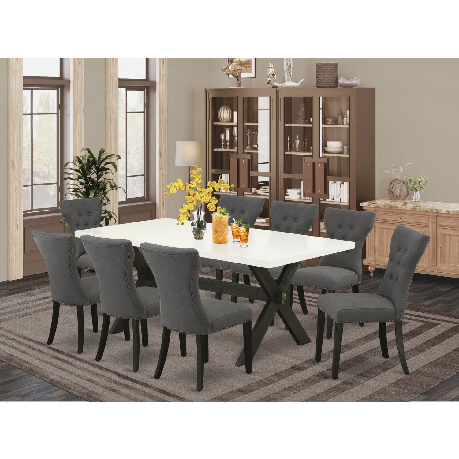 Maykoosh Nordic Haven - 9-Piece Dining Table Set - 8 Parson Dining ...