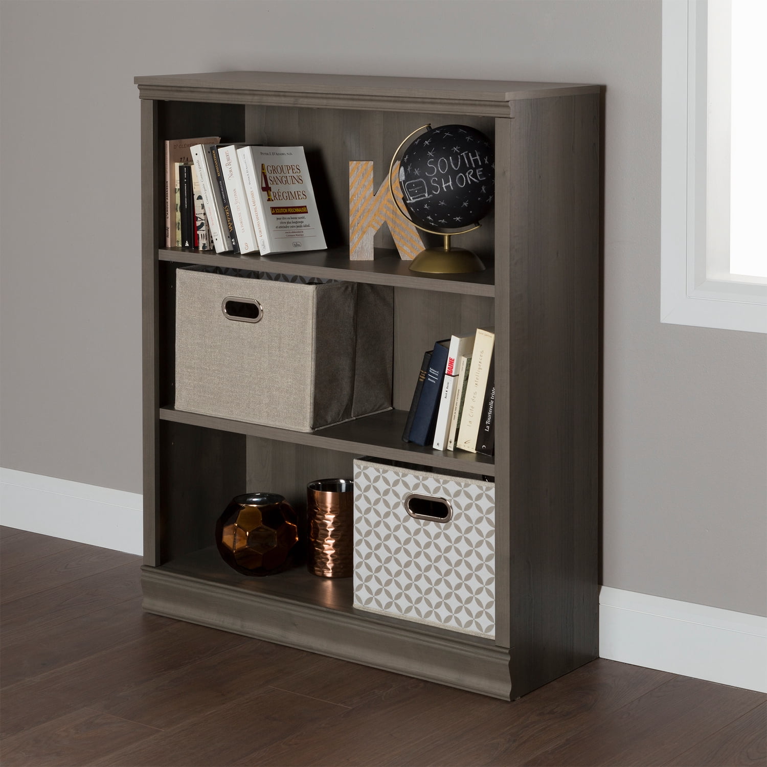 HomeStock Renaissance Revival Small 3-Shelf Bookcase - 3 Open Storage ...