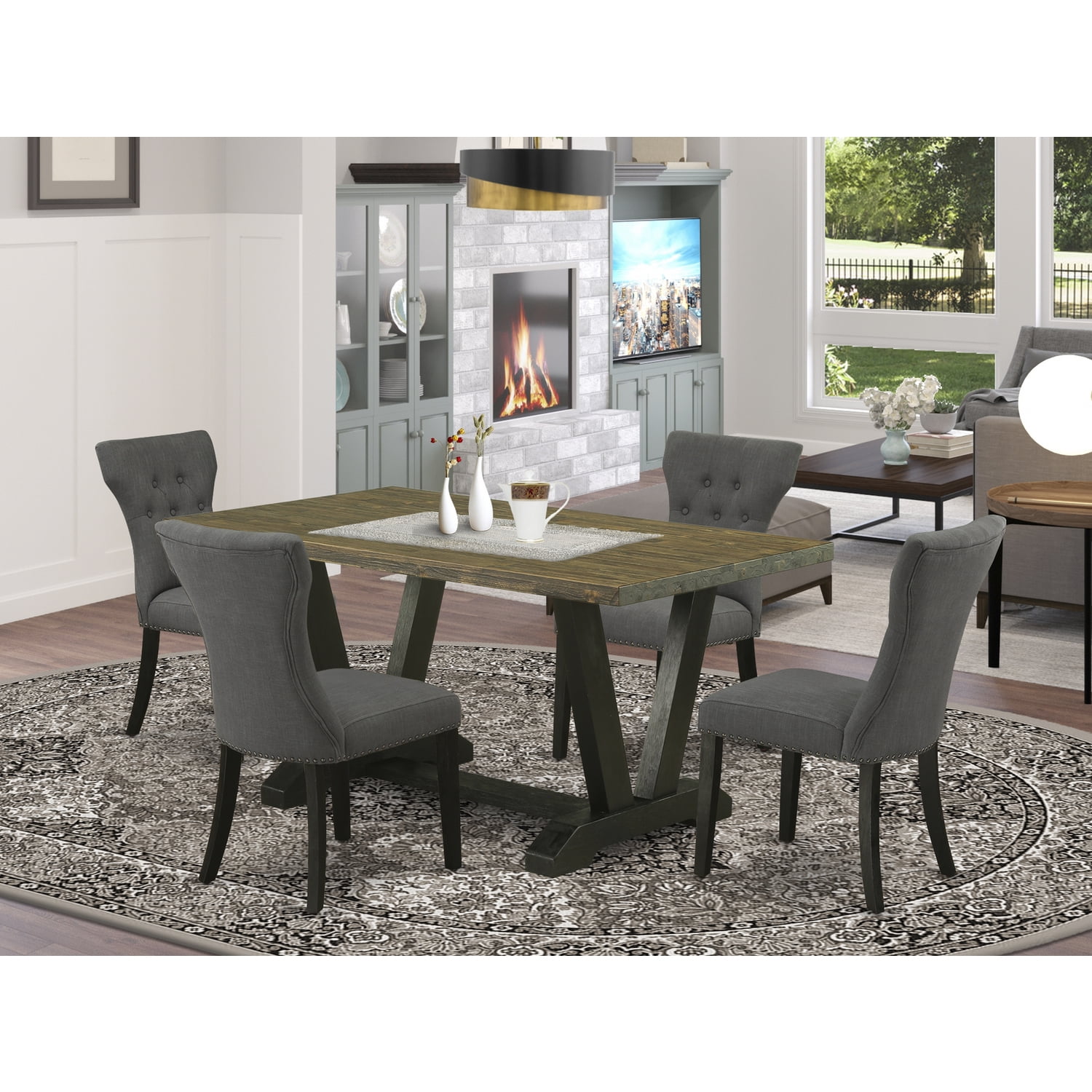 Maykoosh Renaissance Revival 5-Piece Kitchen Dinette Set Included 4 ...