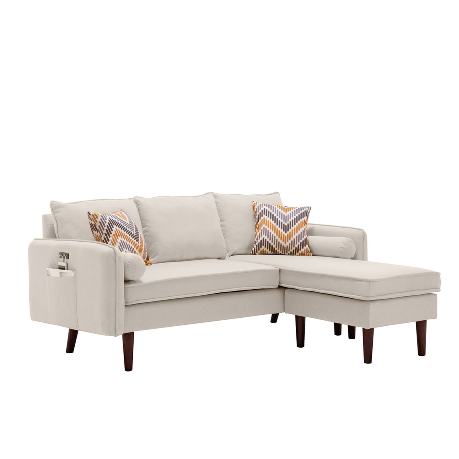 Maykoosh Renaissance Romance Beige Sectional Sofa Chaise with USB ...
