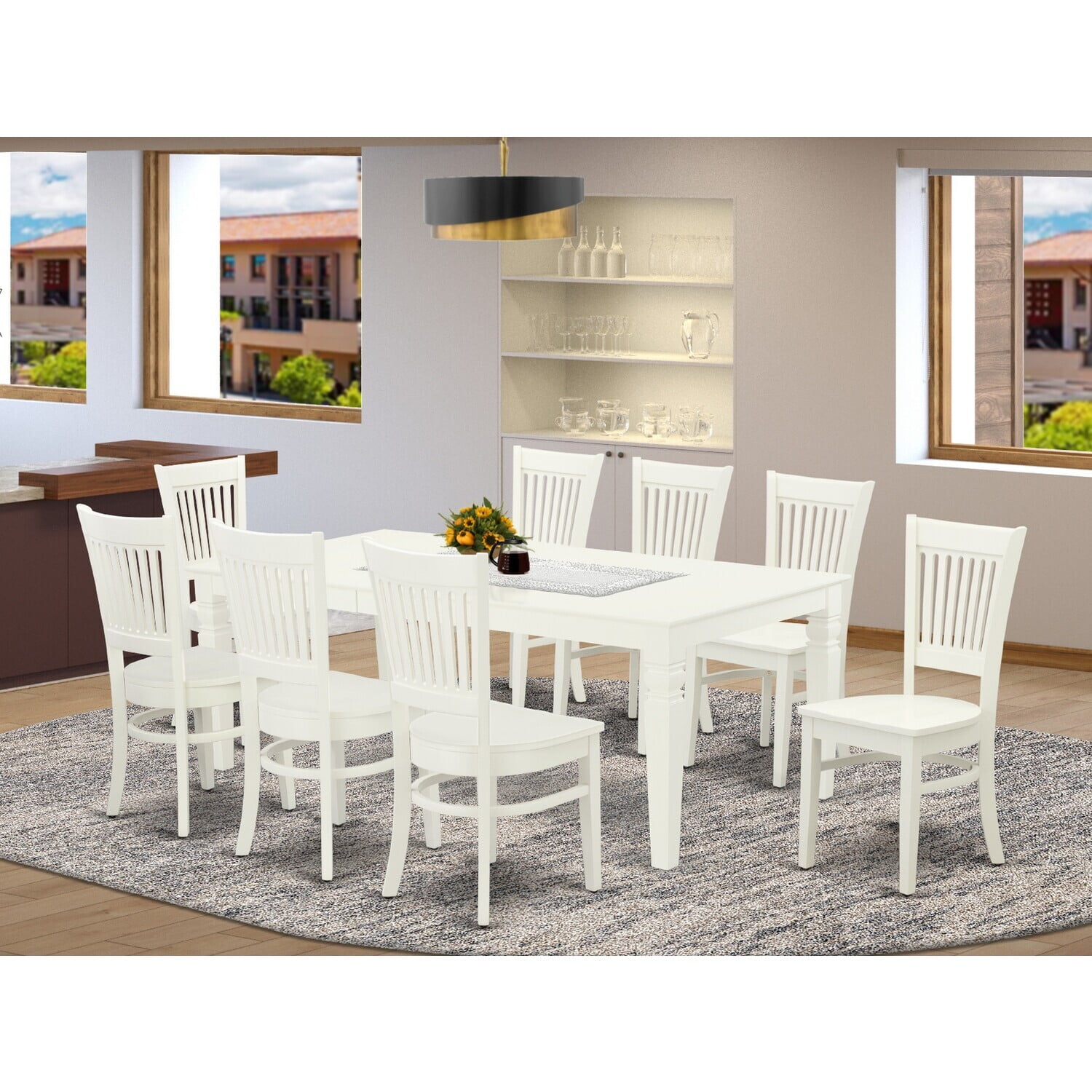 Maykoosh Retro Relaxation 9-Piece Wood Dining Table Set-8Dining Chair ...