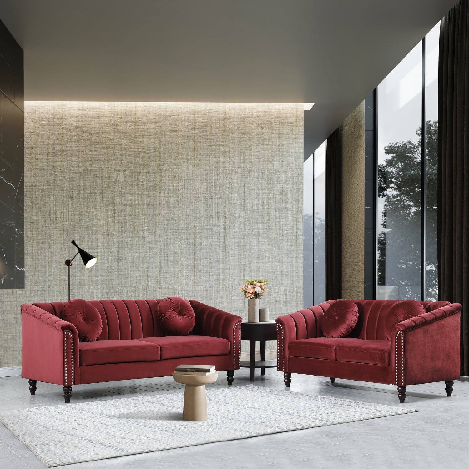 Maykoosh Retro Relaxation Furniture 2 Pieces Modular Sectional Sofa Set ...