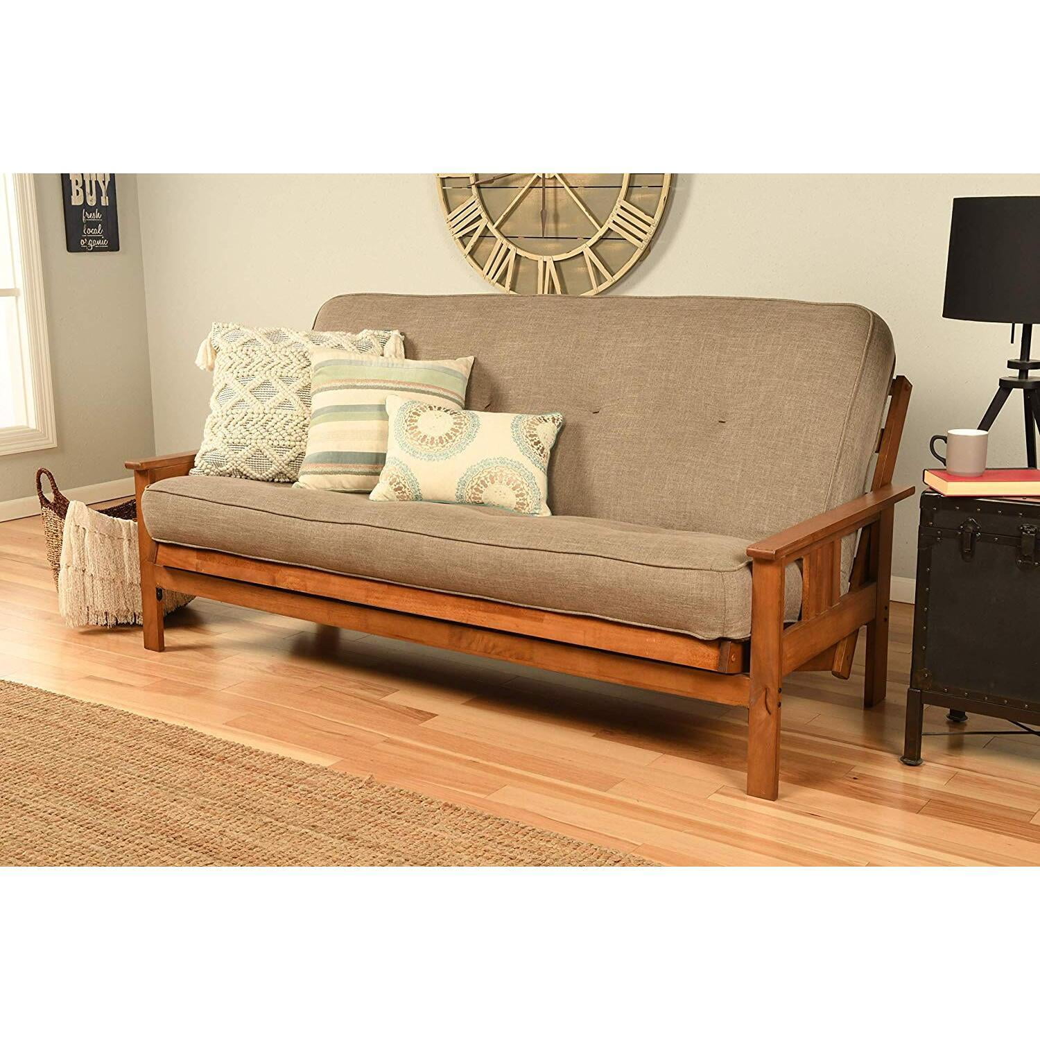 Maykoosh Retro Relaxation Futon Frame/Barbados Finish/Linen Stone ...