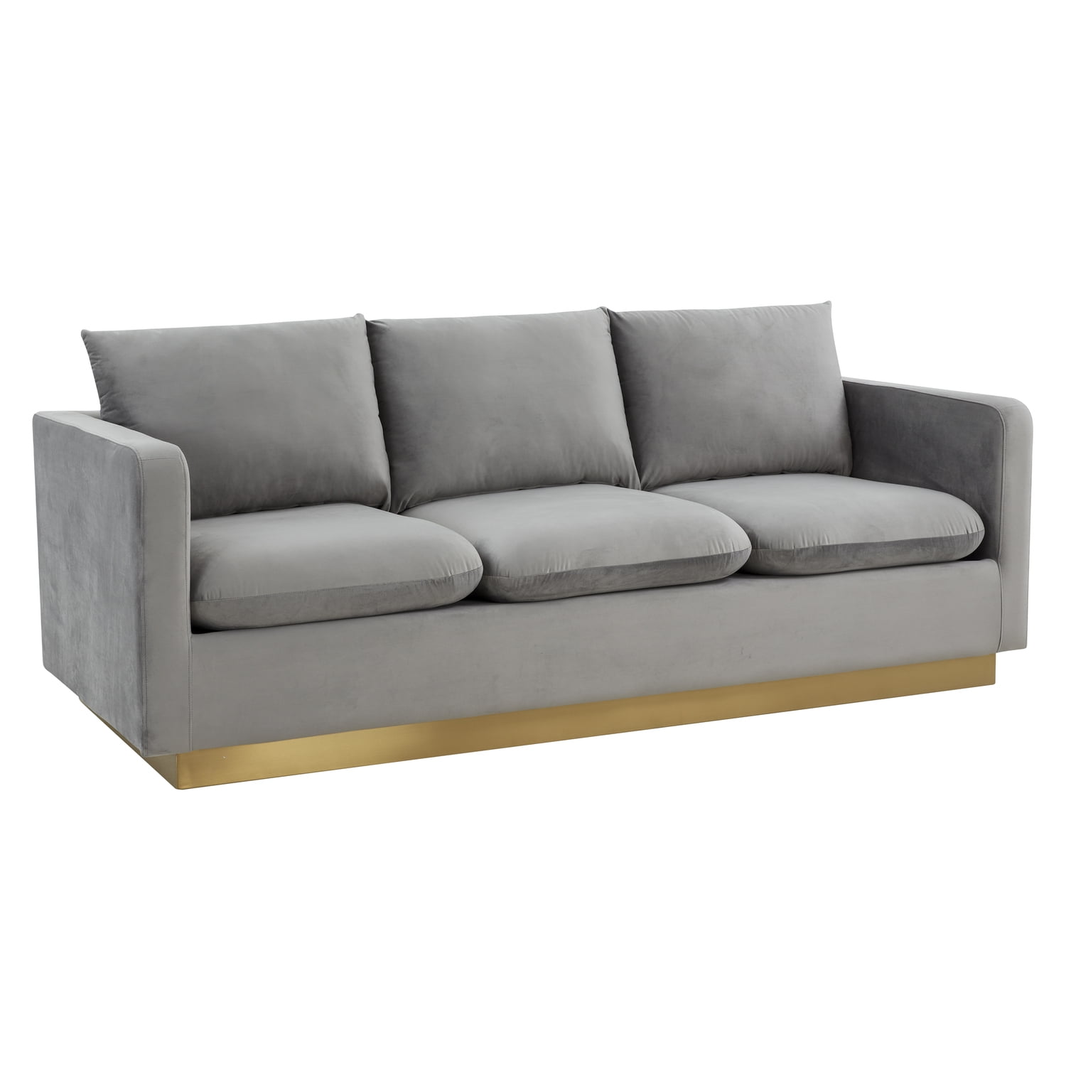 Velvet Sofa Mid Century Modern - Gold Frame Upholstered Couch Living ...