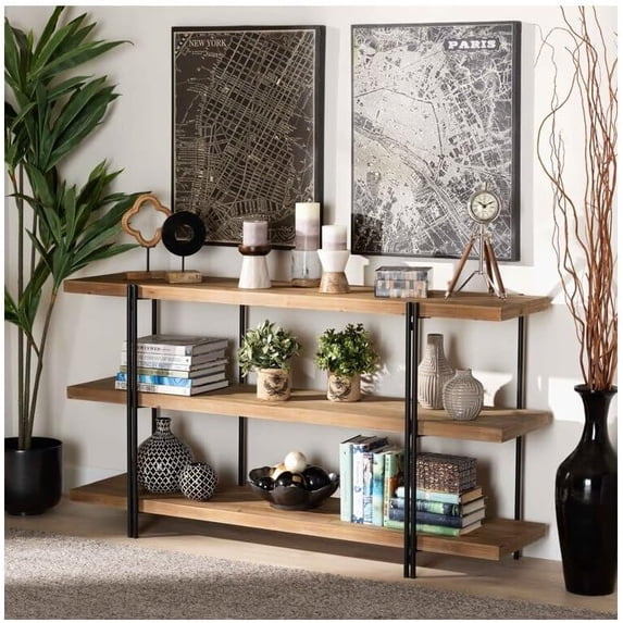Maykoosh Rococo Romance Modern Natural Brown Finished Wood and Black ...