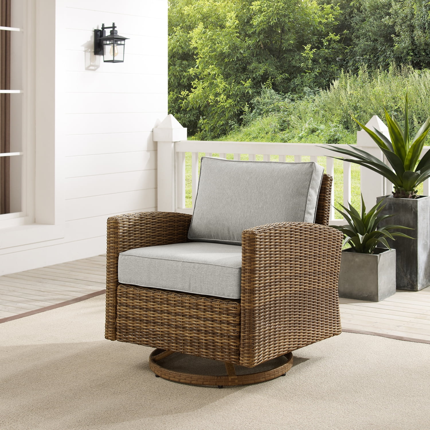 Maykoosh Rococo Romance Outdoor Wicker Swivel Rocker Chair, Weathered ...