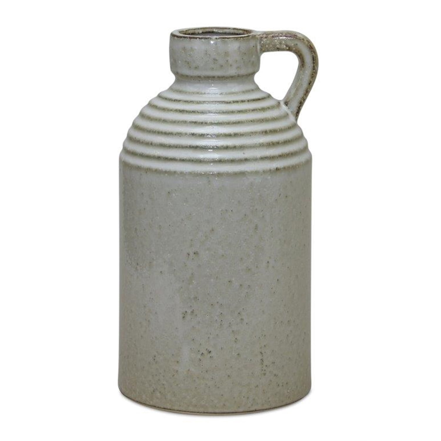 Maykoosh Rustic Ceramic Jug Vase With Washed Cream Finish 11.75