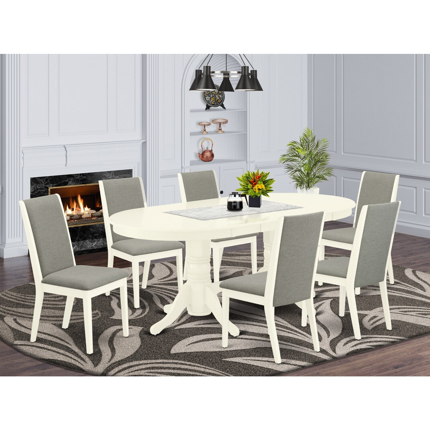 Maykoosh Rustic Ranch 7-Piece Kitchen Table Set- 6 Upholstered Dining ...