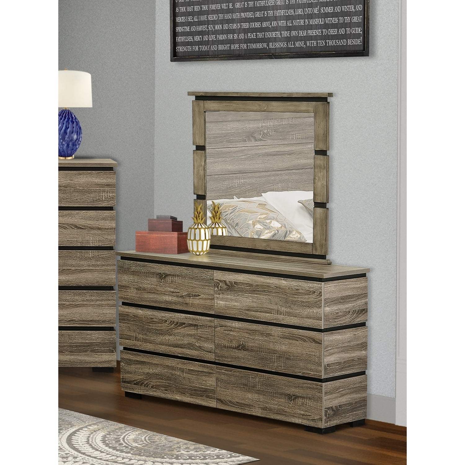 Maykoosh Rustic Recluse And Mirror In Baroque Bliss Gray Finish ...