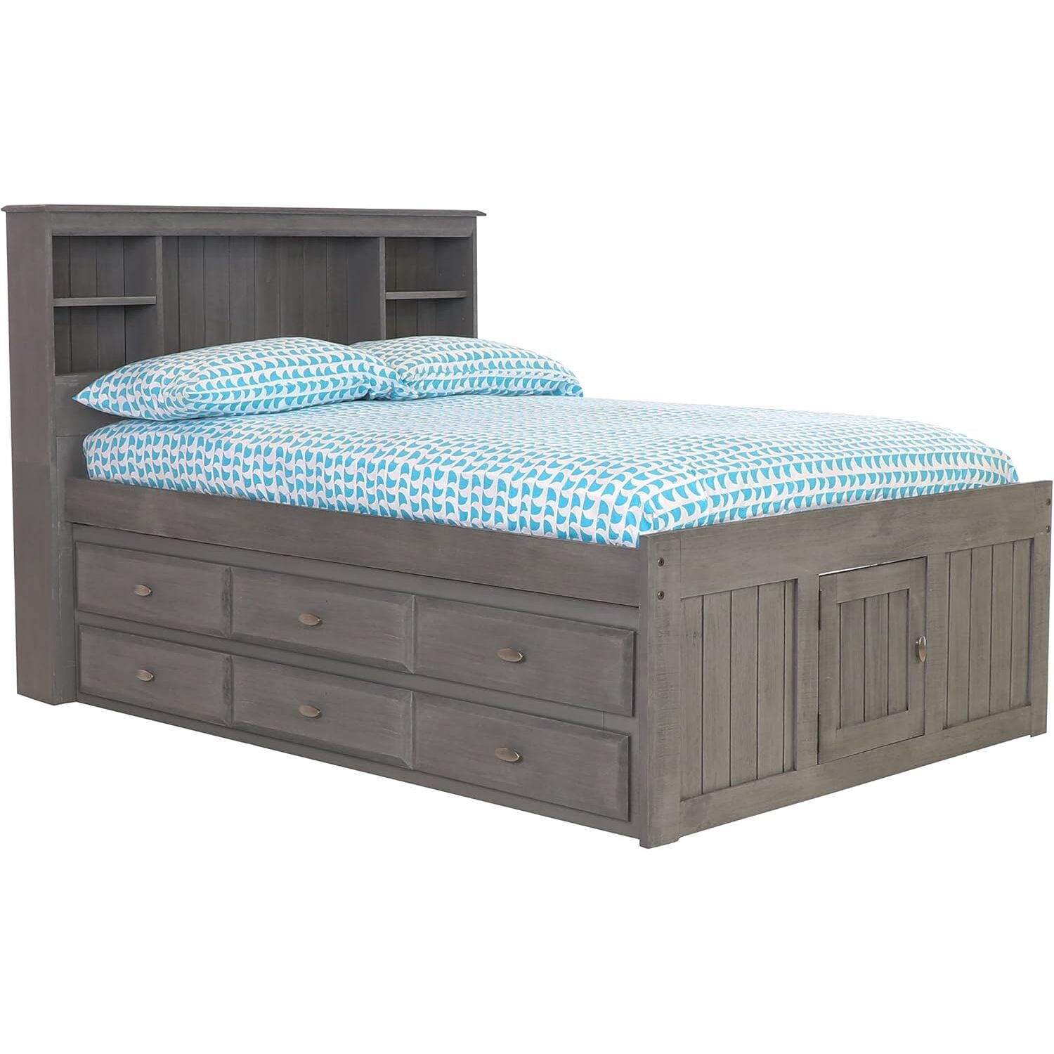 Maykoosh Victorian Vintage Solid Pine Captains Bookcase Bed in Charcoal ...