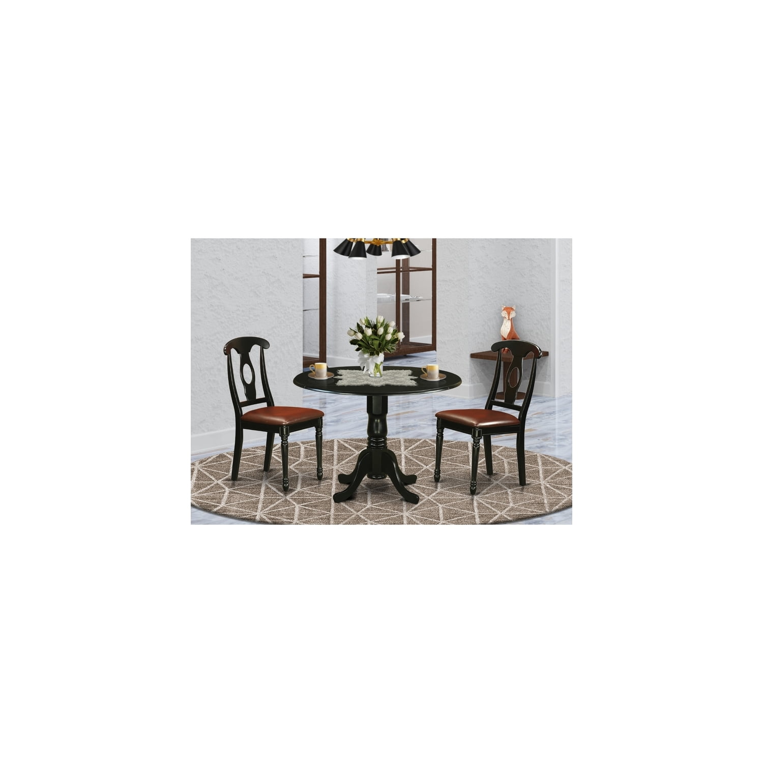 Maykoosh Rustic Refinement 3-Piece Kitchen Table Set, Round Table with ...