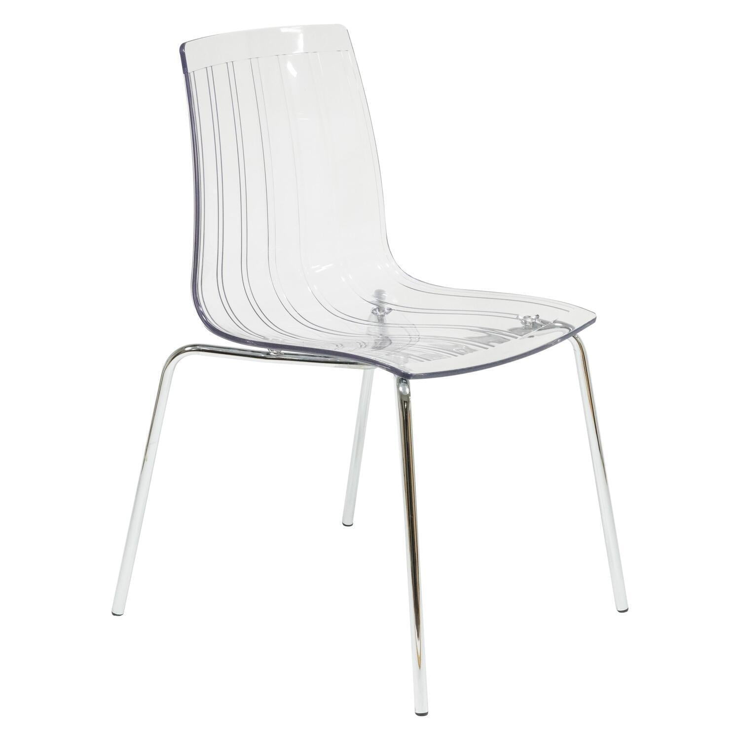 Modern Dining Chair - Transparent Accent Chair with Chrome Legs ...