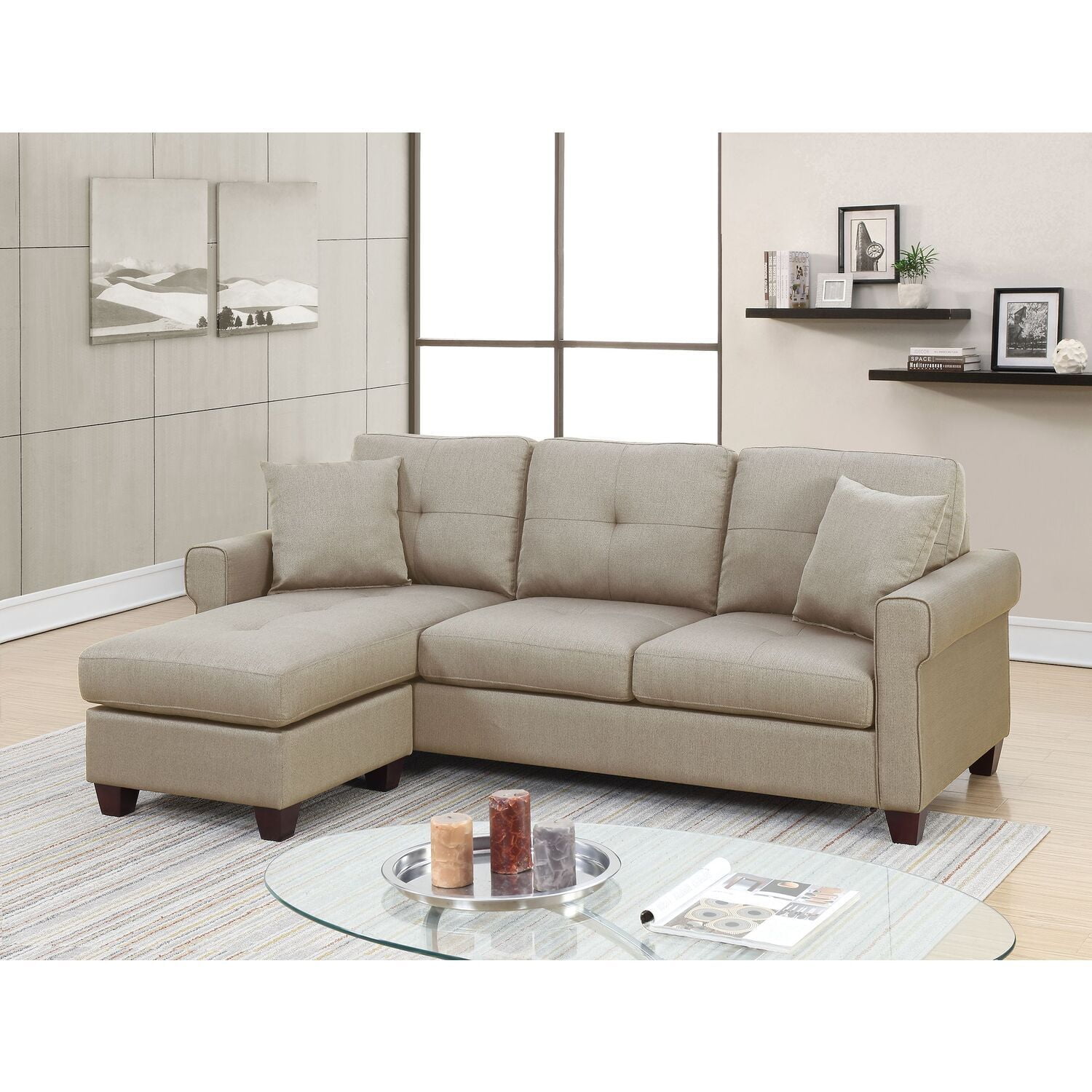 Maykoosh Rustic Retreat Furniture 2 Piece Fabric Compact Sectional Sofa ...