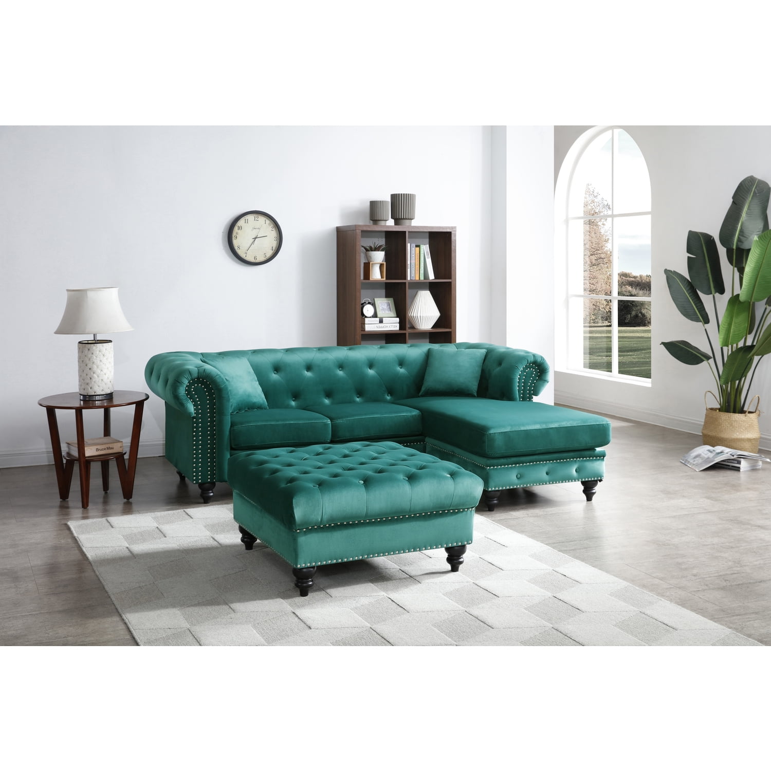 Comfortable Maykoosh Rustic Retreat Big Living Room Sofa Chaise, Green ...
