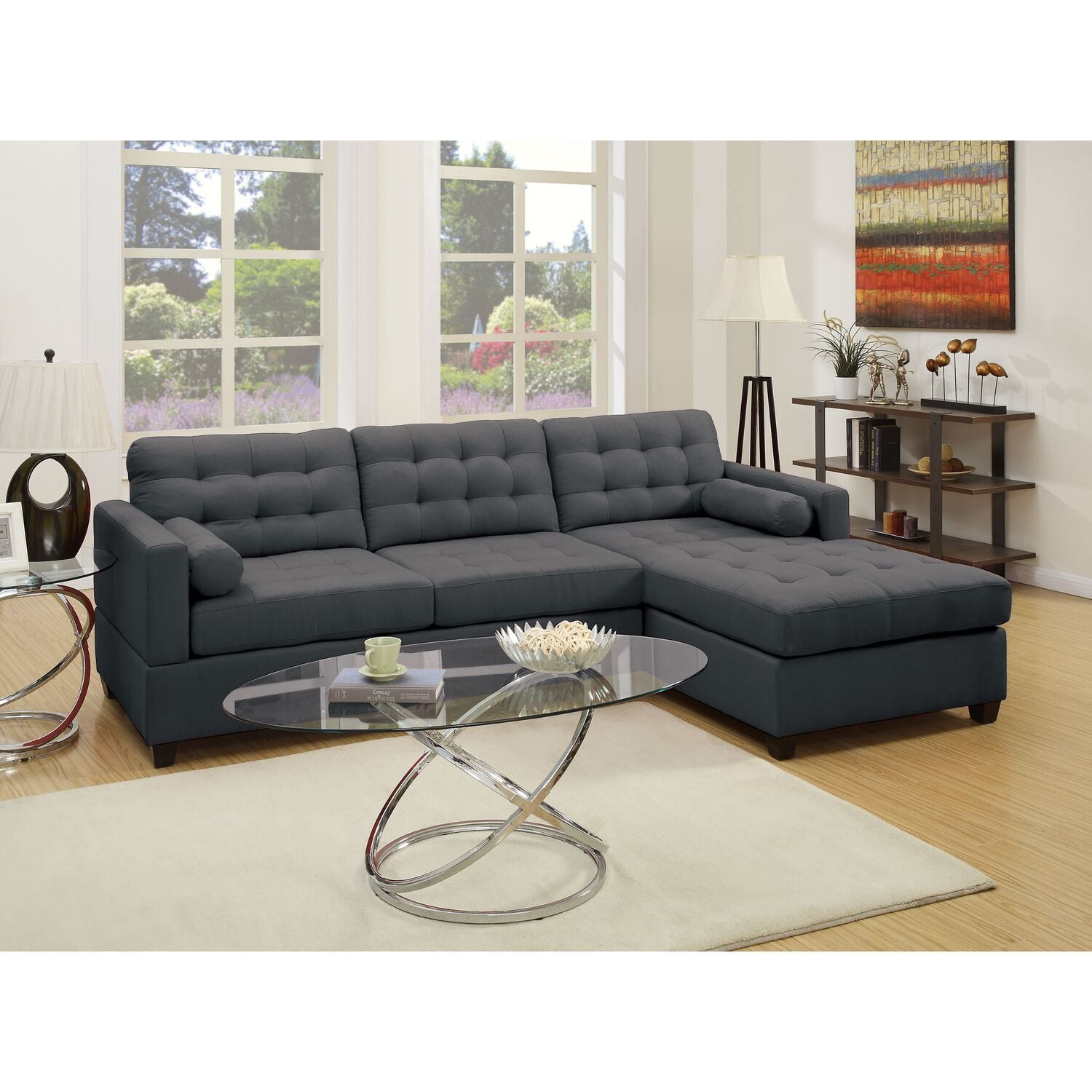 Maykoosh Rustic Romance Furniture 2 Piece Fabric Compact Sectional Sofa ...