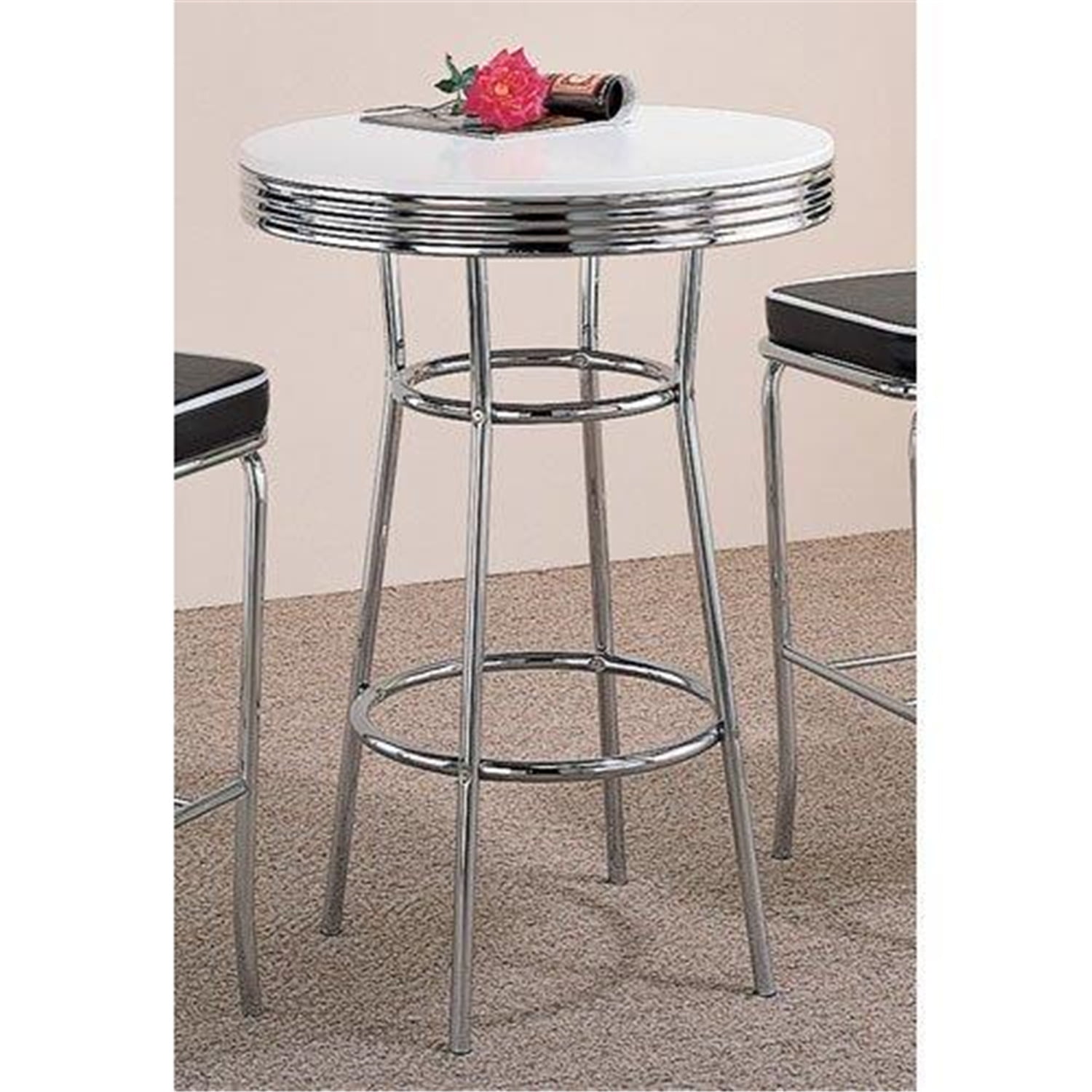 Maykoosh Rustic Romance Soda Fountain Bar Table With Chrome Base And White Top, Perfectly Sized ...