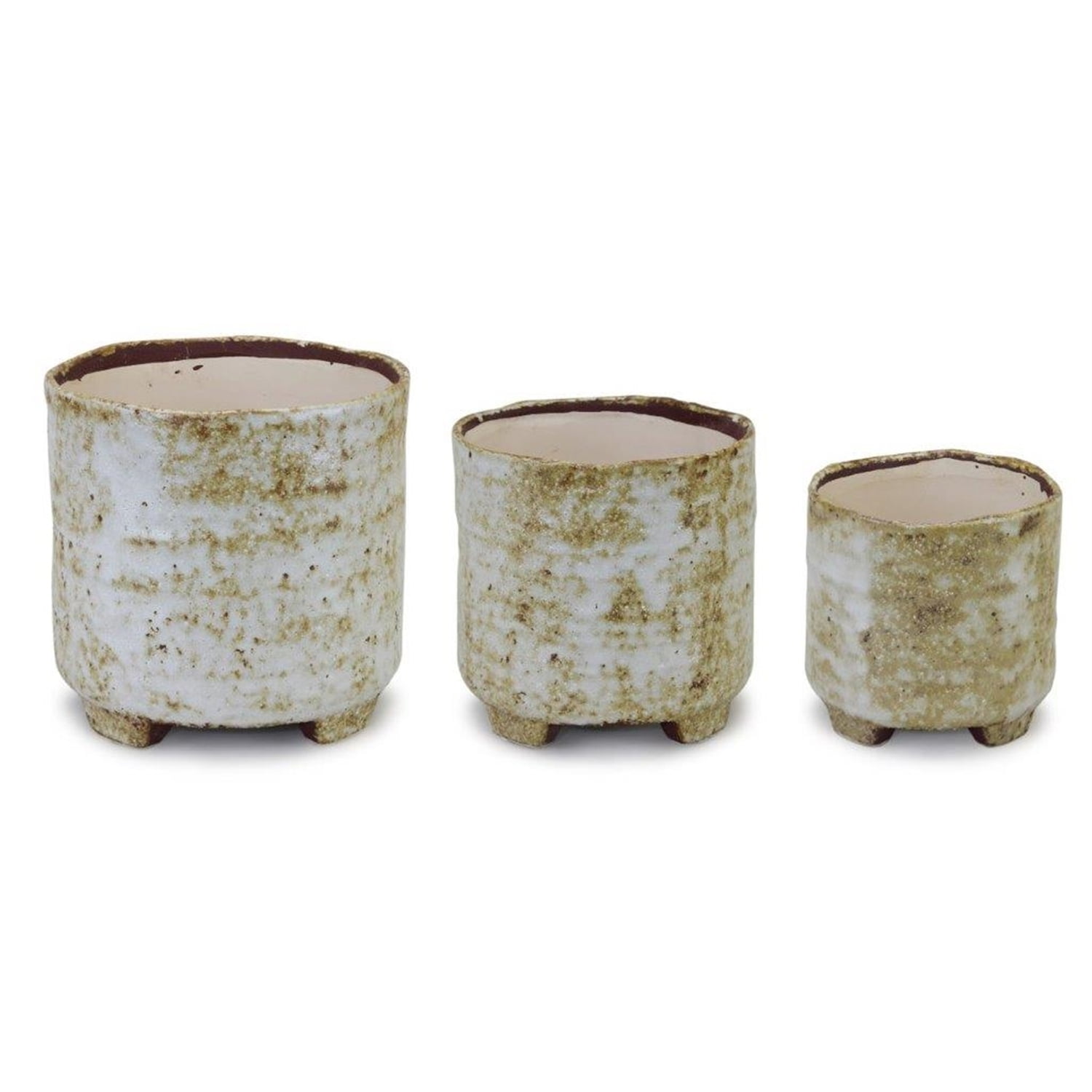 Terra Cotta Planters Set of 3 - Rustic Footed Pots for Indoor Plants ...