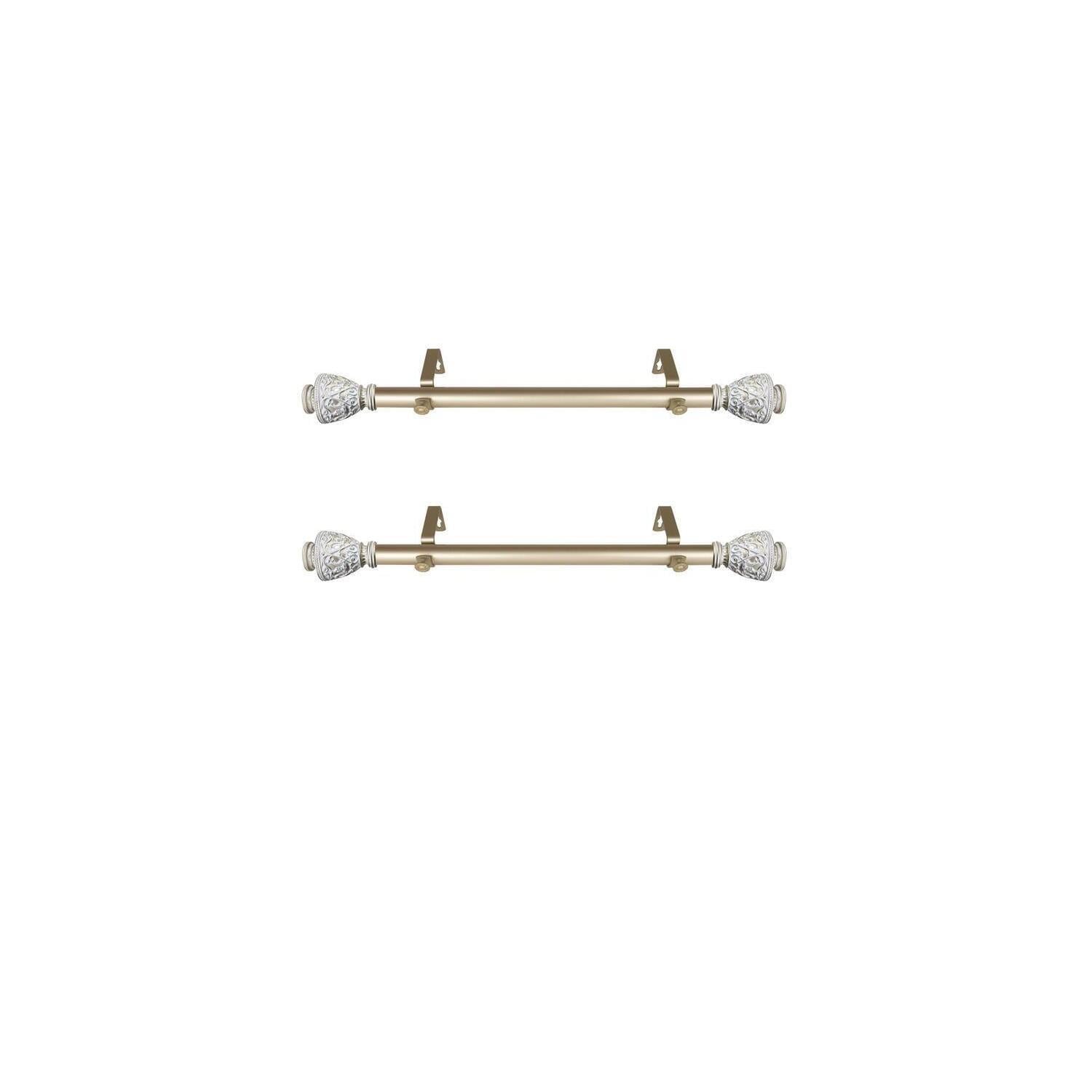 Steel Curtain Rods - 12-20 Inch Set - Light Gold Drapery Rods with ...