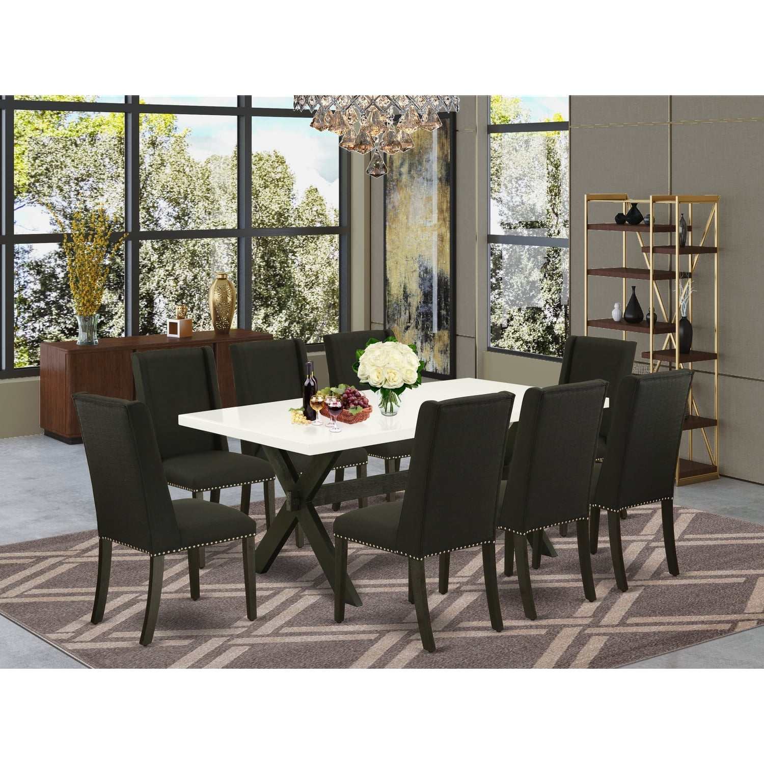 Southwestern Dining Set - 9 Piece Kitchen Table Set - Rectangular Table ...
