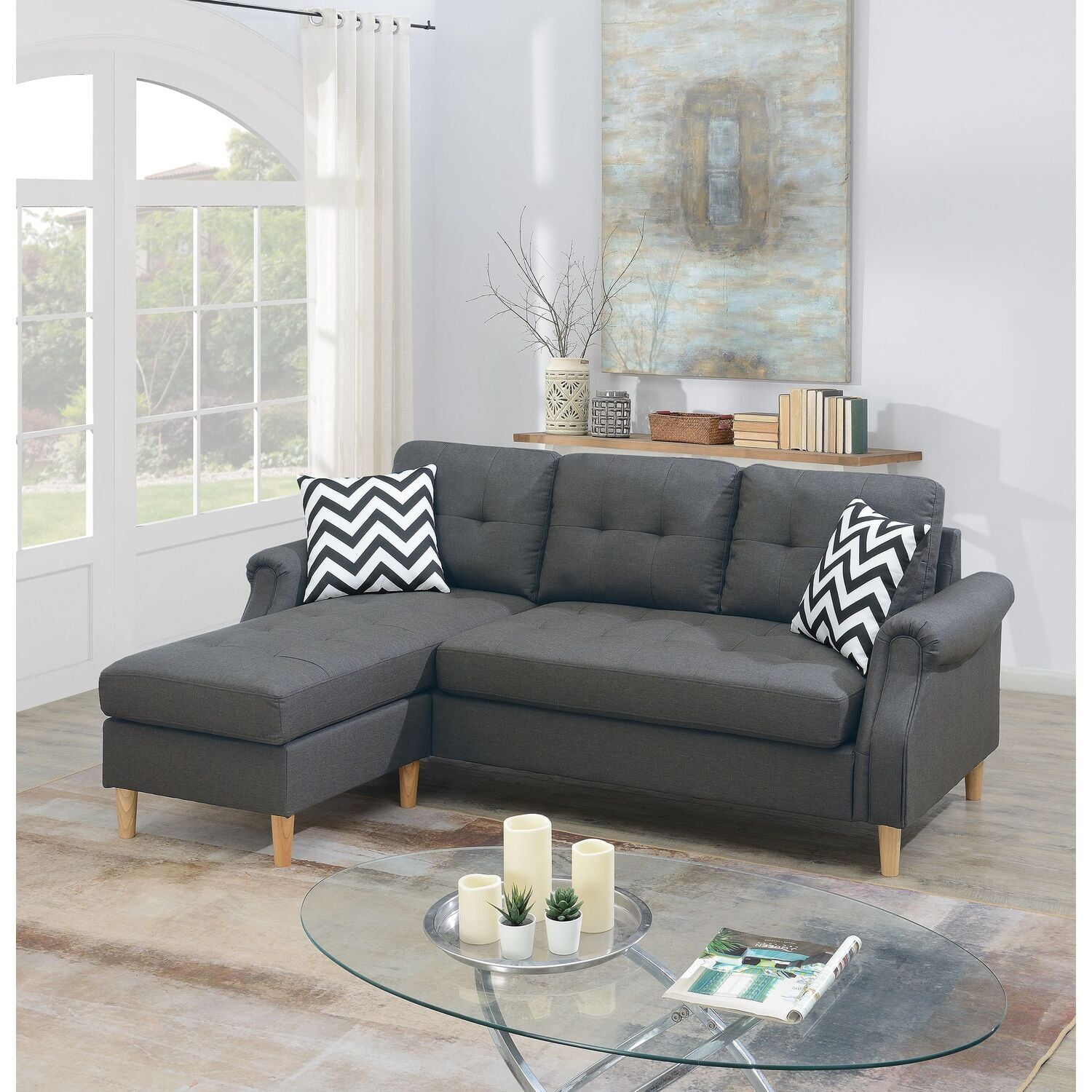 Maykoosh Timeless Tradition Furniture Fabric Reversible Sectional Sofa ...