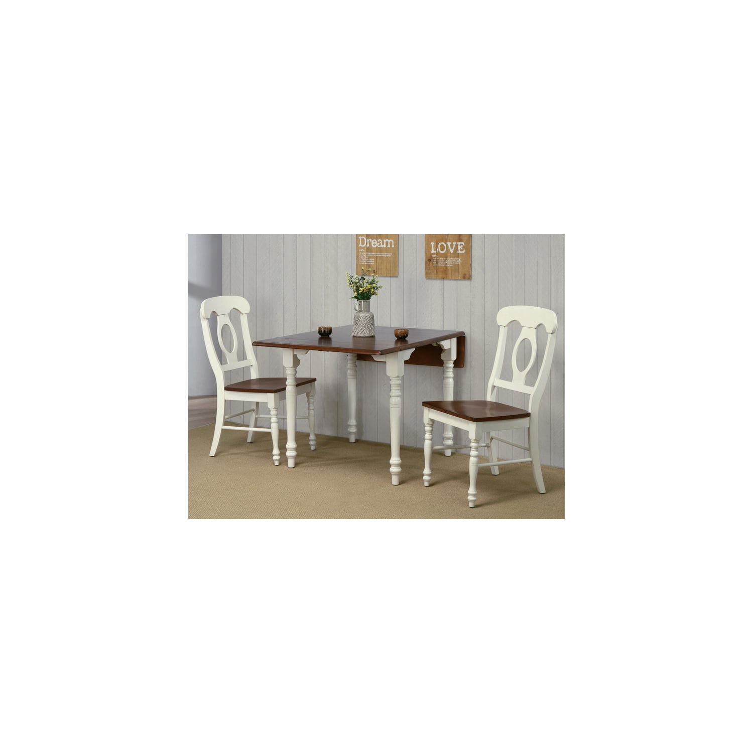 Maykoosh Timeless Trends 3 Piece 34-48" Rectangular Dining Set , Expandable Drop Leaf Table ...