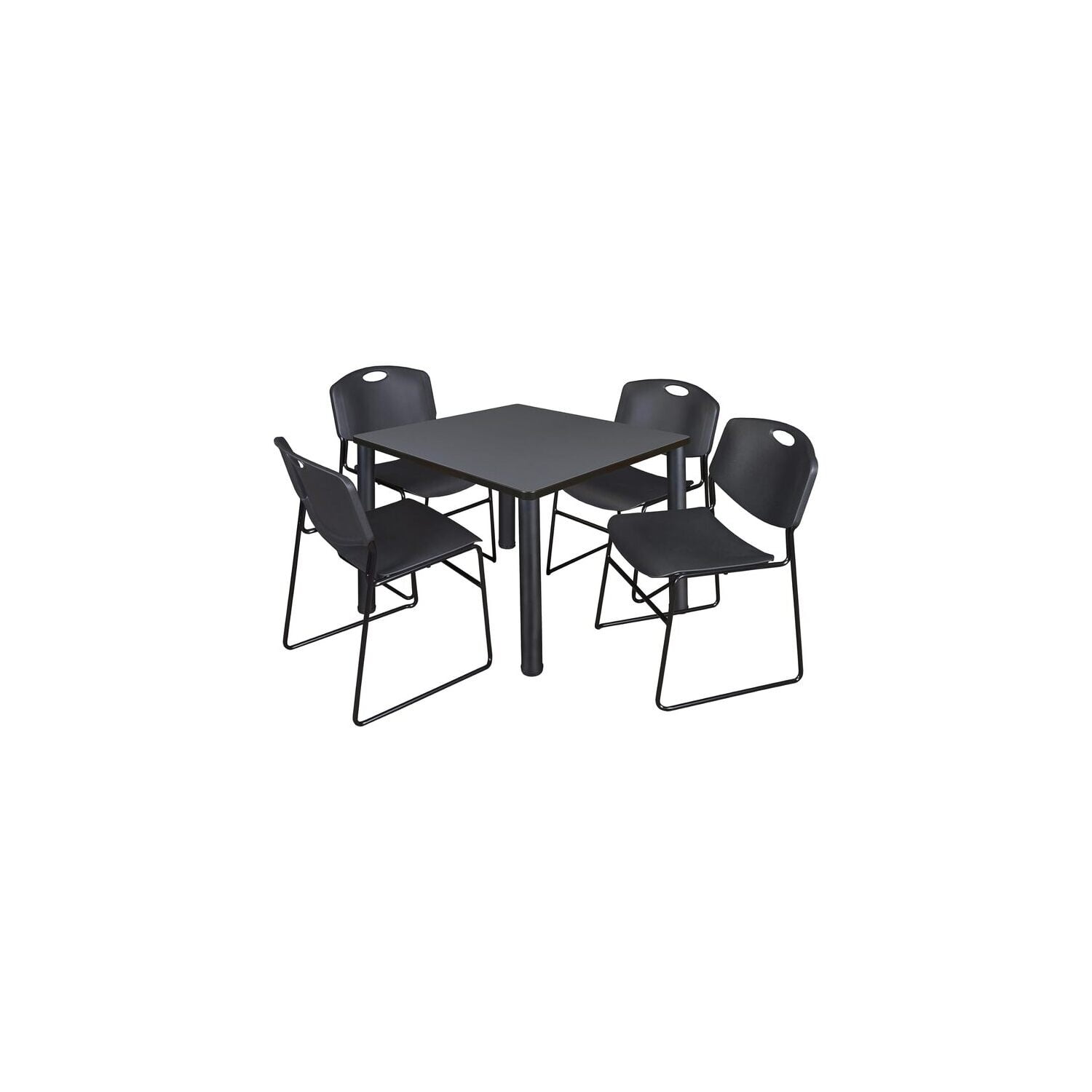 Maykoosh Timeless Trends 42" Square Lounge Table Grey/ Black With 4 ...