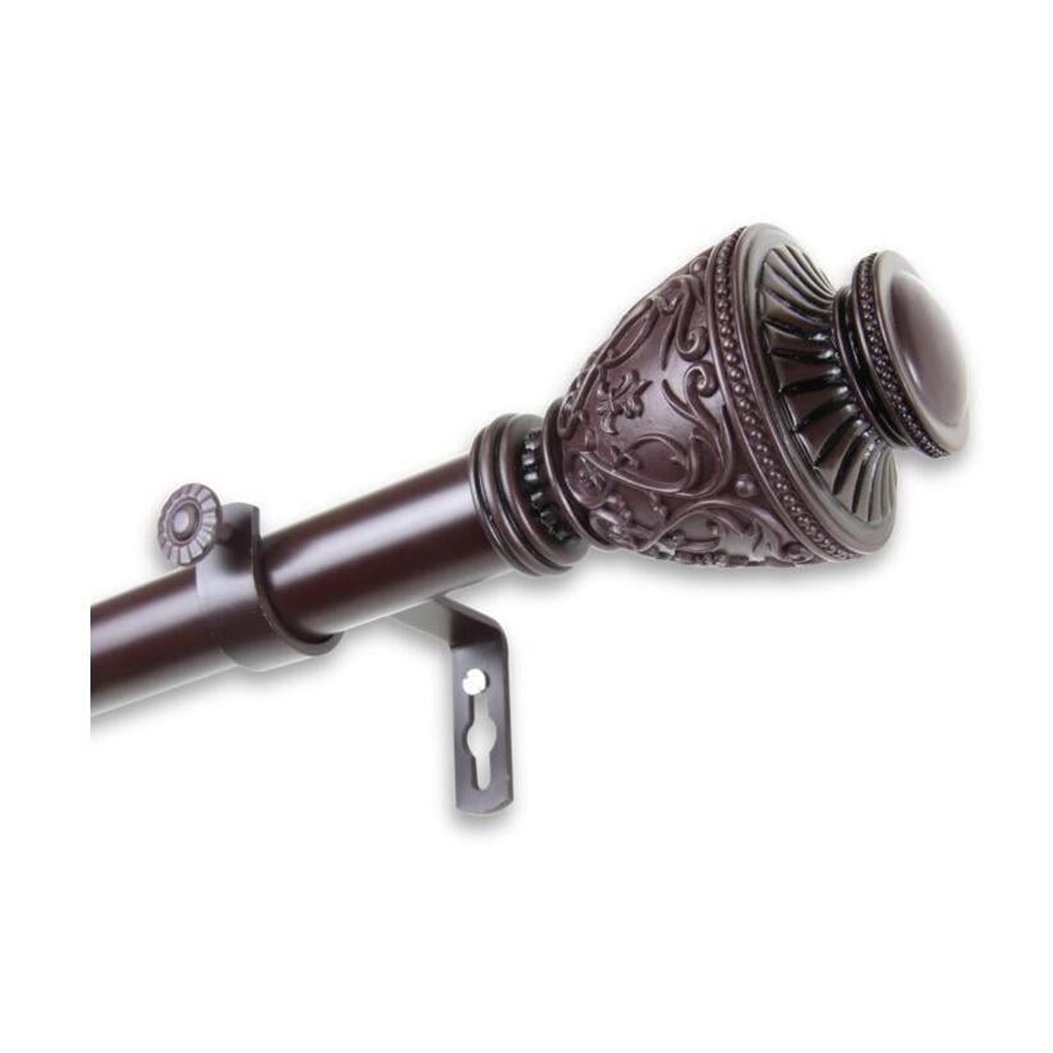 Temptations Curtain Rod - 120-170" Adjustable - Elegant Mahogany Finish ...