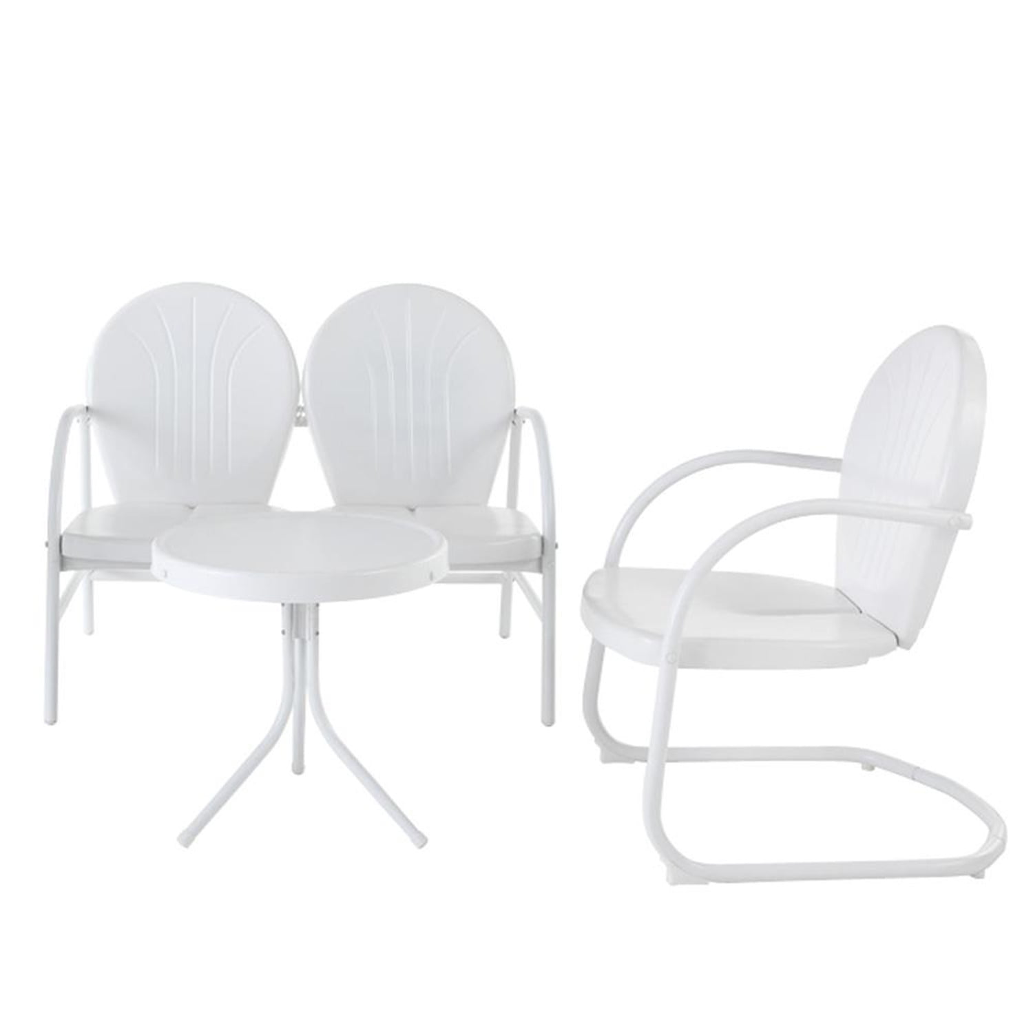 Maykoosh Urban Upmarket 3Pc Outdoor Metal Conversation Set White Gloss ...