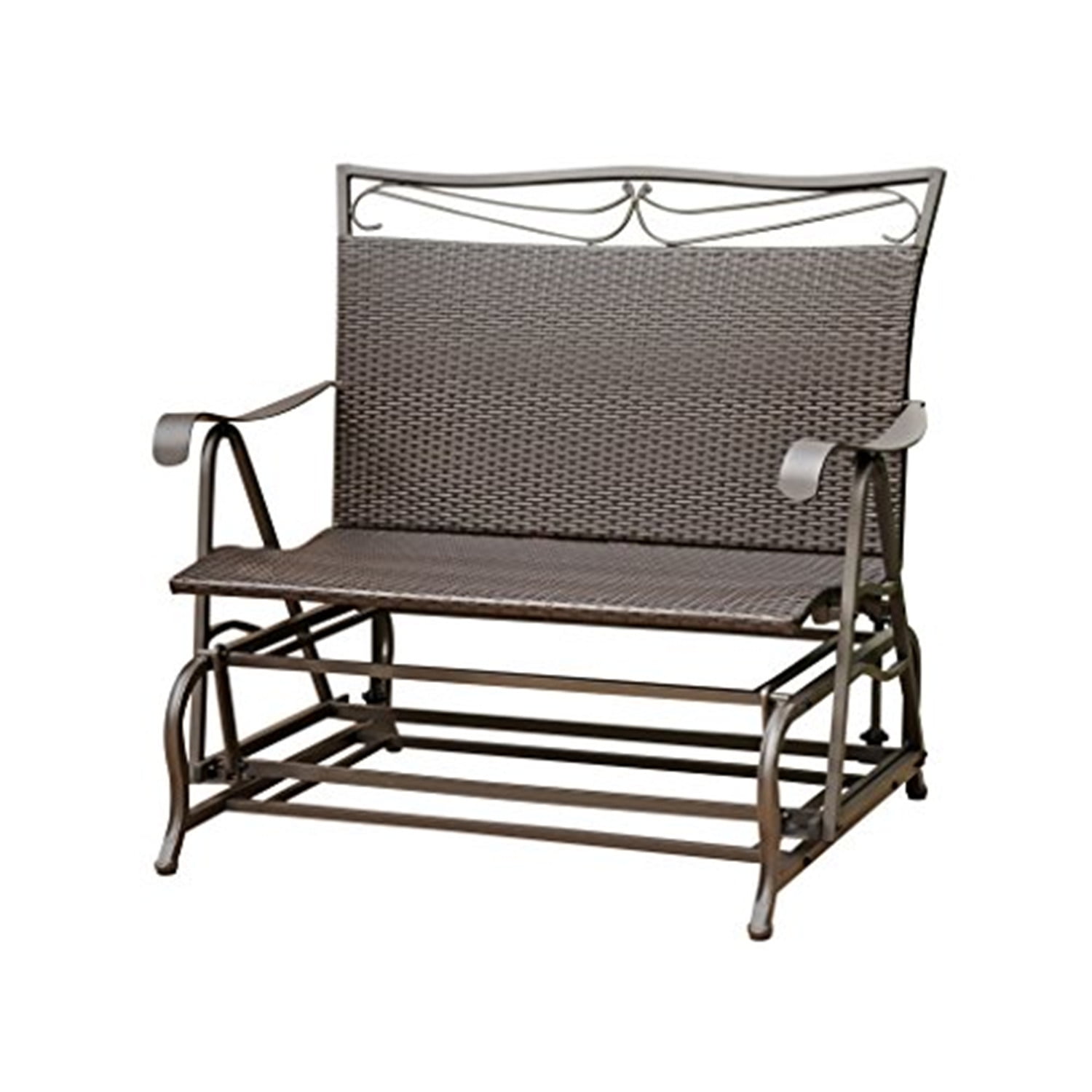 Maykoosh Modern Minimalism Resin Wicker/Steel Double Glider with Smooth ...